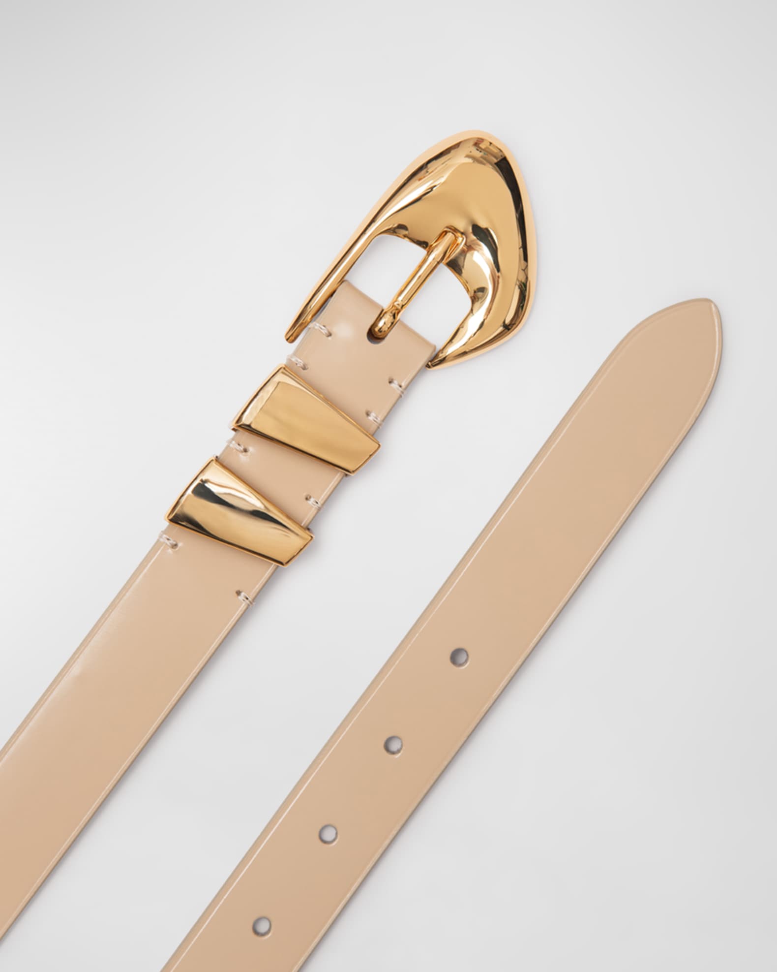 BY FAR Moore Kraft Semi-Patent Leather Belt | Neiman Marcus