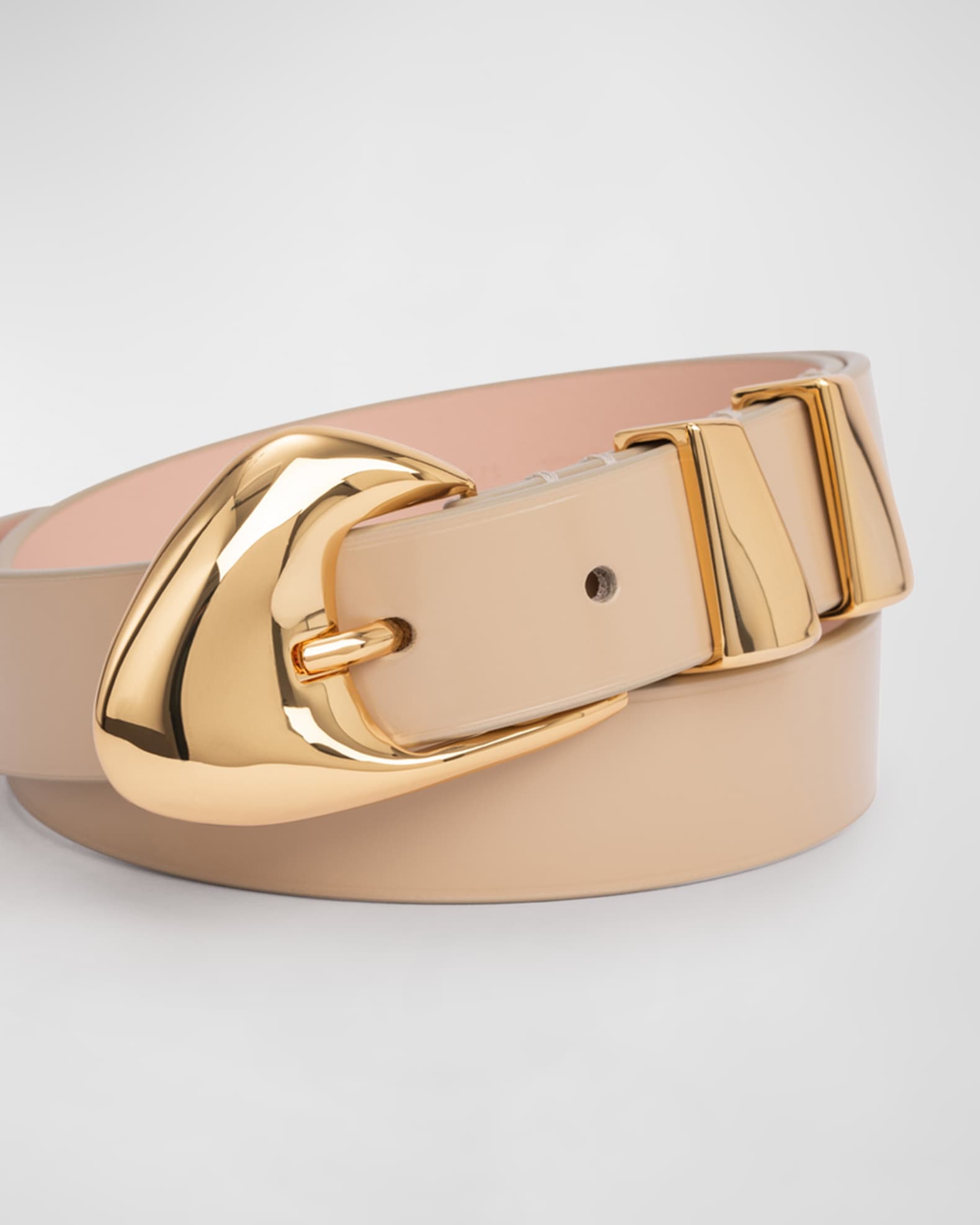 BY FAR Moore Kraft Semi-Patent Leather Belt | Neiman Marcus