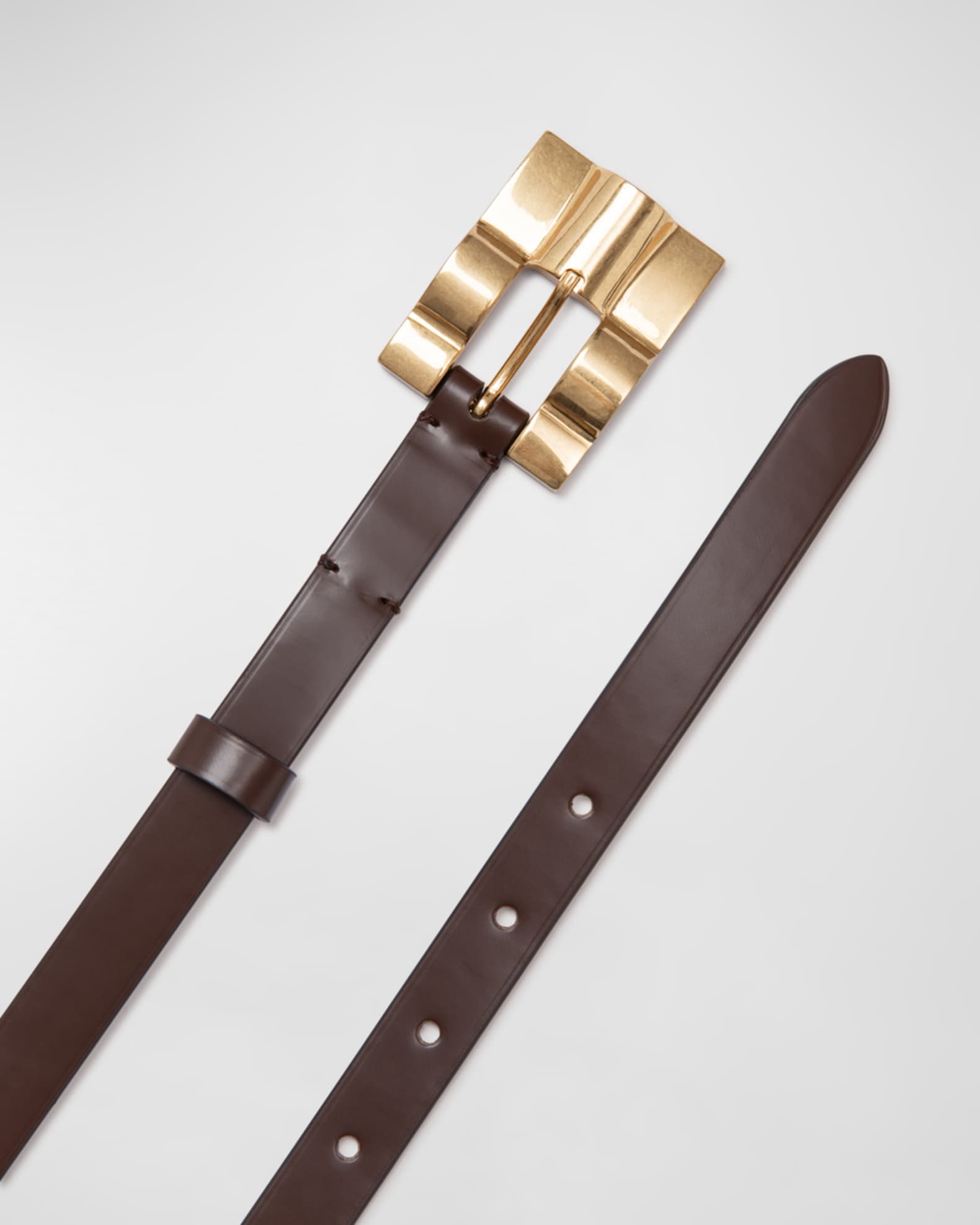 BY FAR Domino Sequoia Semi-Patent Leather Belt | Neiman Marcus