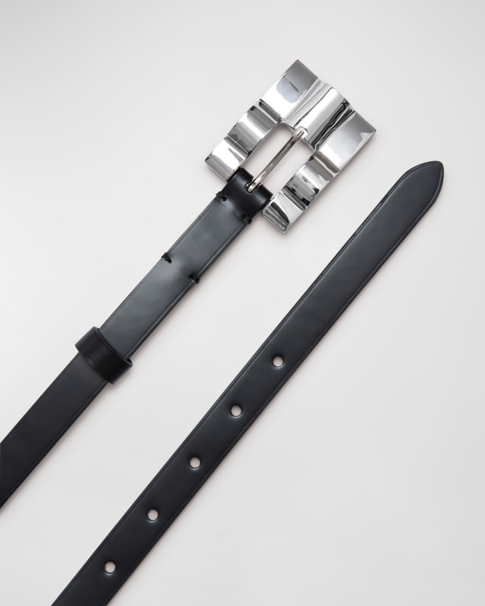 BY FAR Domino Semi-Patent Leather Belt | Neiman Marcus
