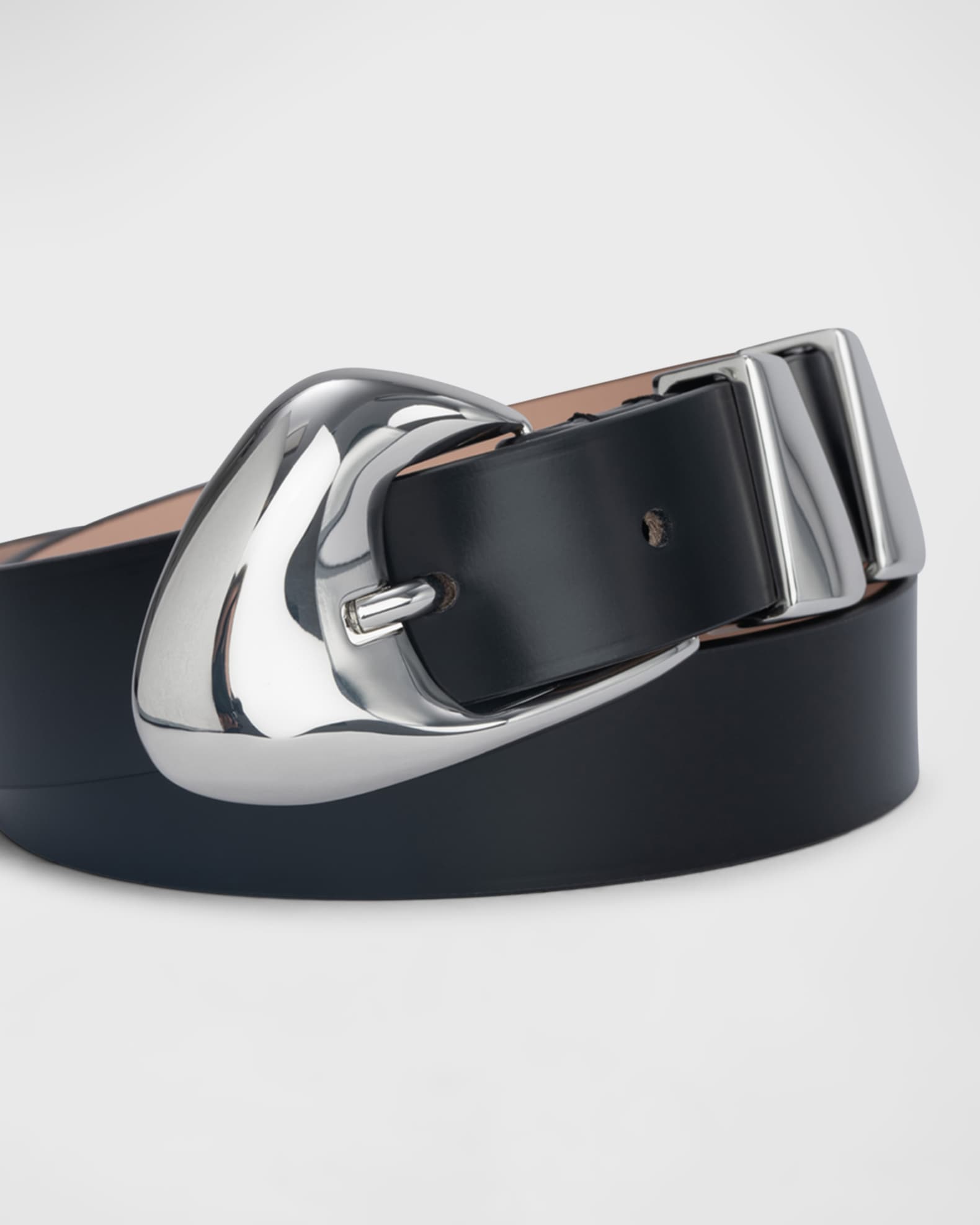 BY FAR Moore Semi-Patent Leather Belt | Neiman Marcus