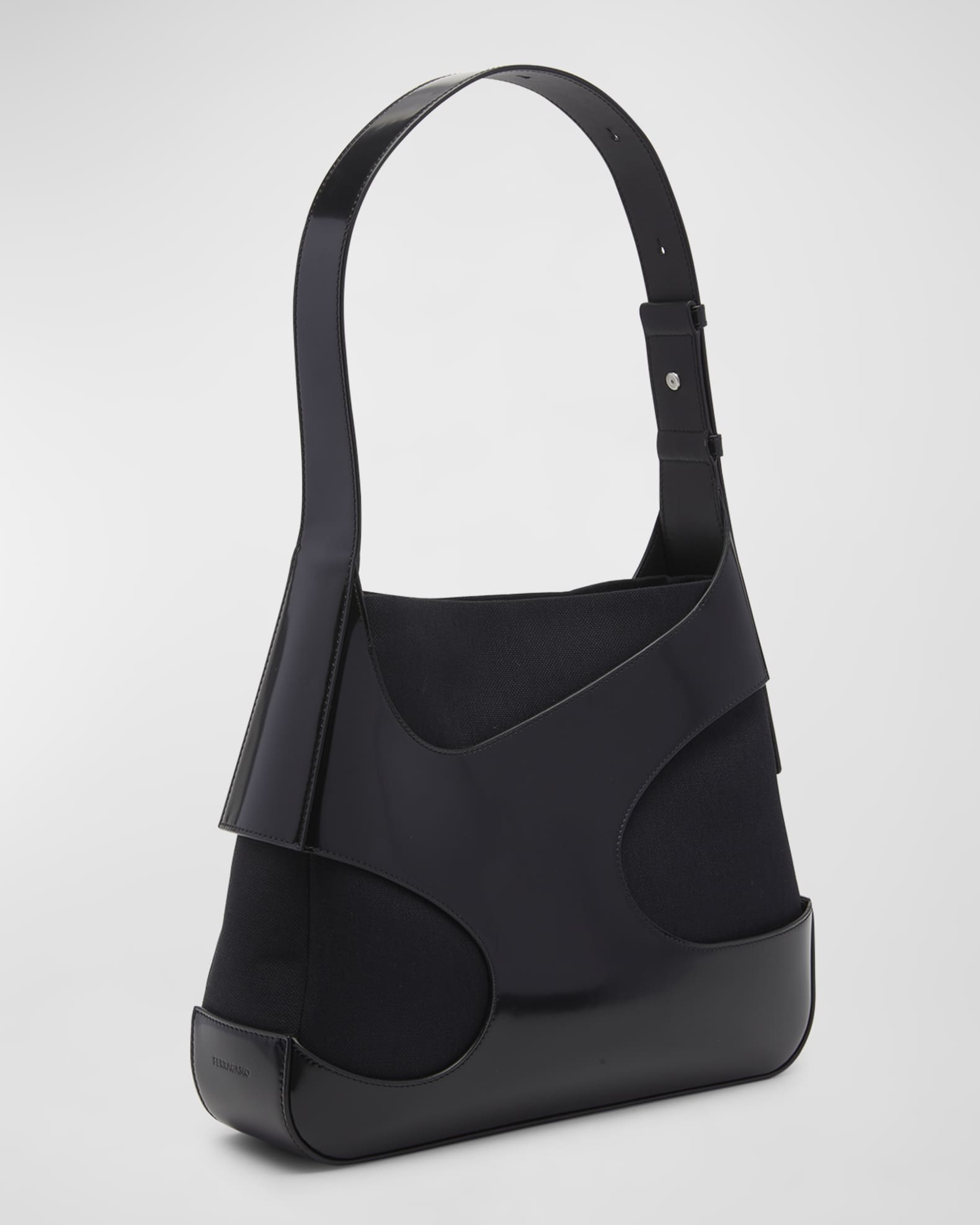 Ferragamo Cutout Canvas & Leather Shoulder Bag | Neiman Marcus