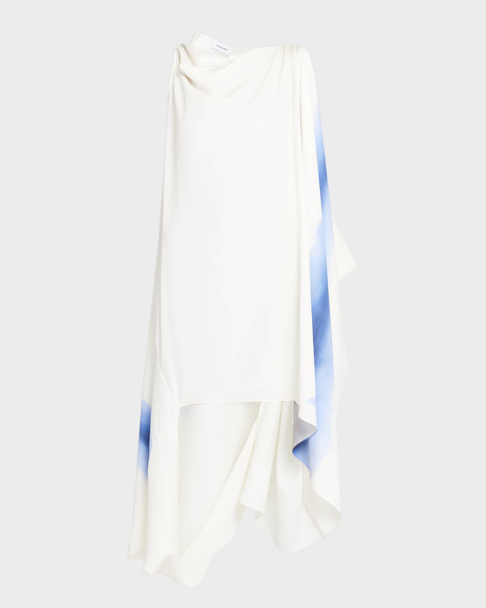 Ferragamo Degrade-Print Draped High-Low Shift Dress | Neiman Marcus