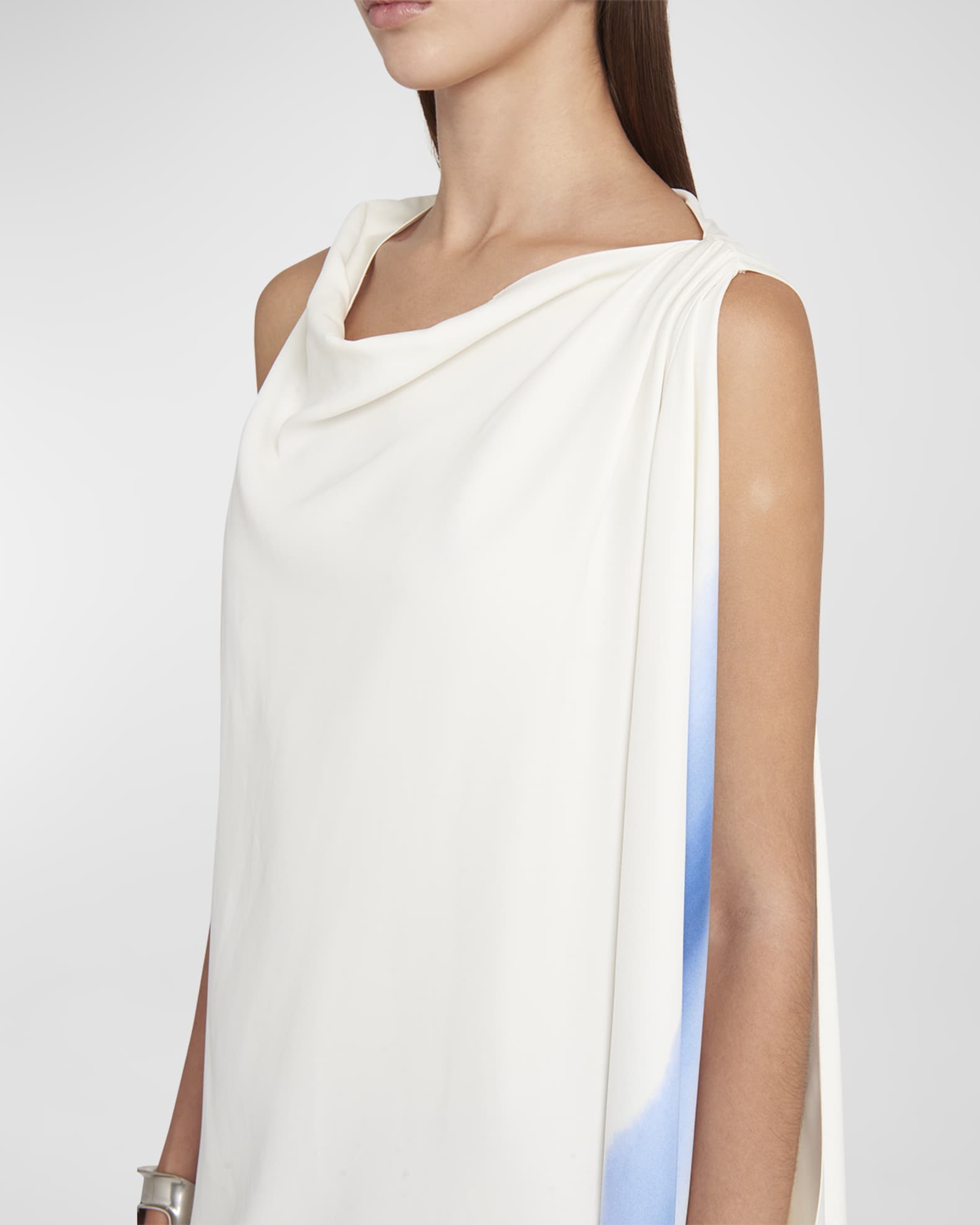 Ferragamo Degrade-Print Draped High-Low Shift Dress | Neiman Marcus