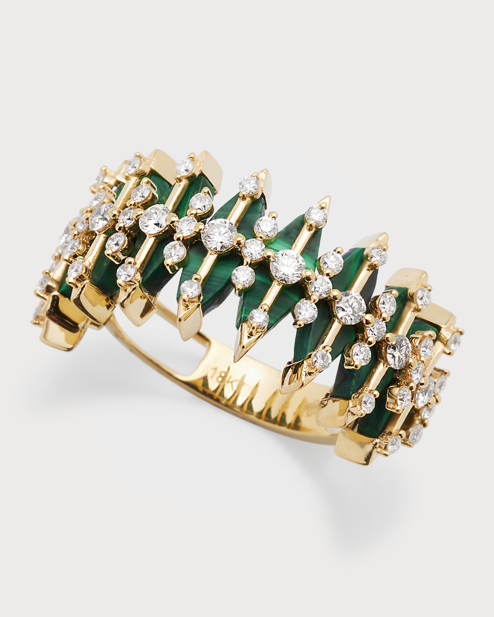 Kastel Jewelry Gratiana 18k Malachite and Diamond Band Ring, Size 7 ...