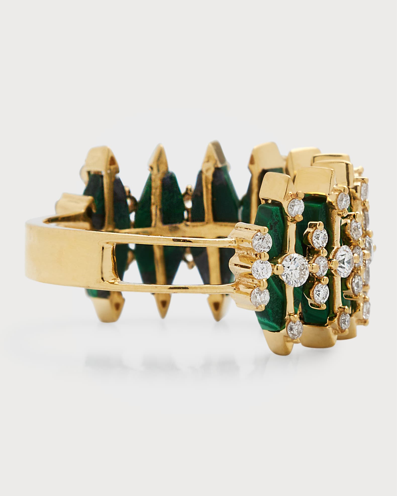 Kastel Jewelry Gratiana 18k Malachite and Diamond Band Ring, Size 7 ...