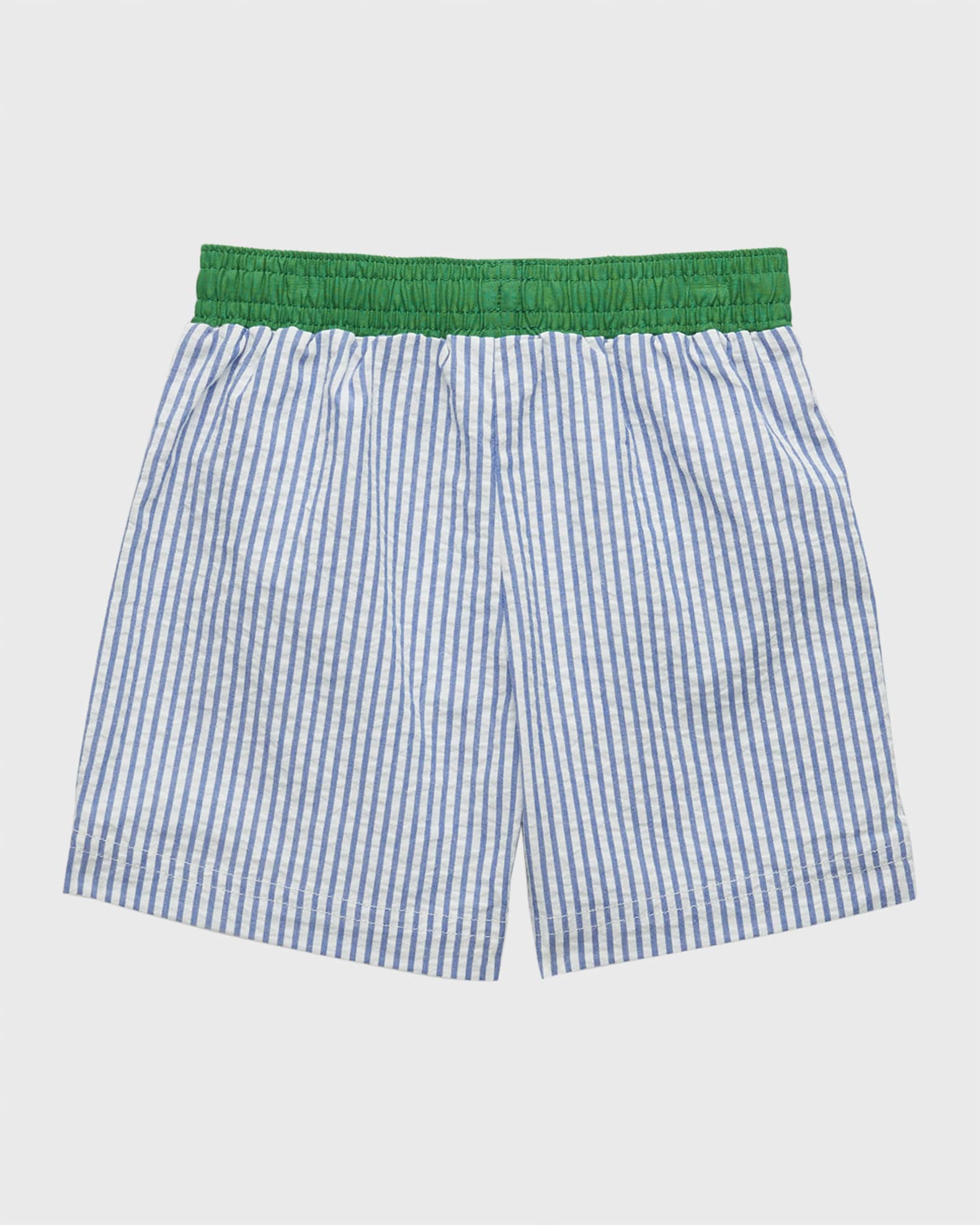 Blue Seersucker Alligator Swim Trunk | Neiman Marcus