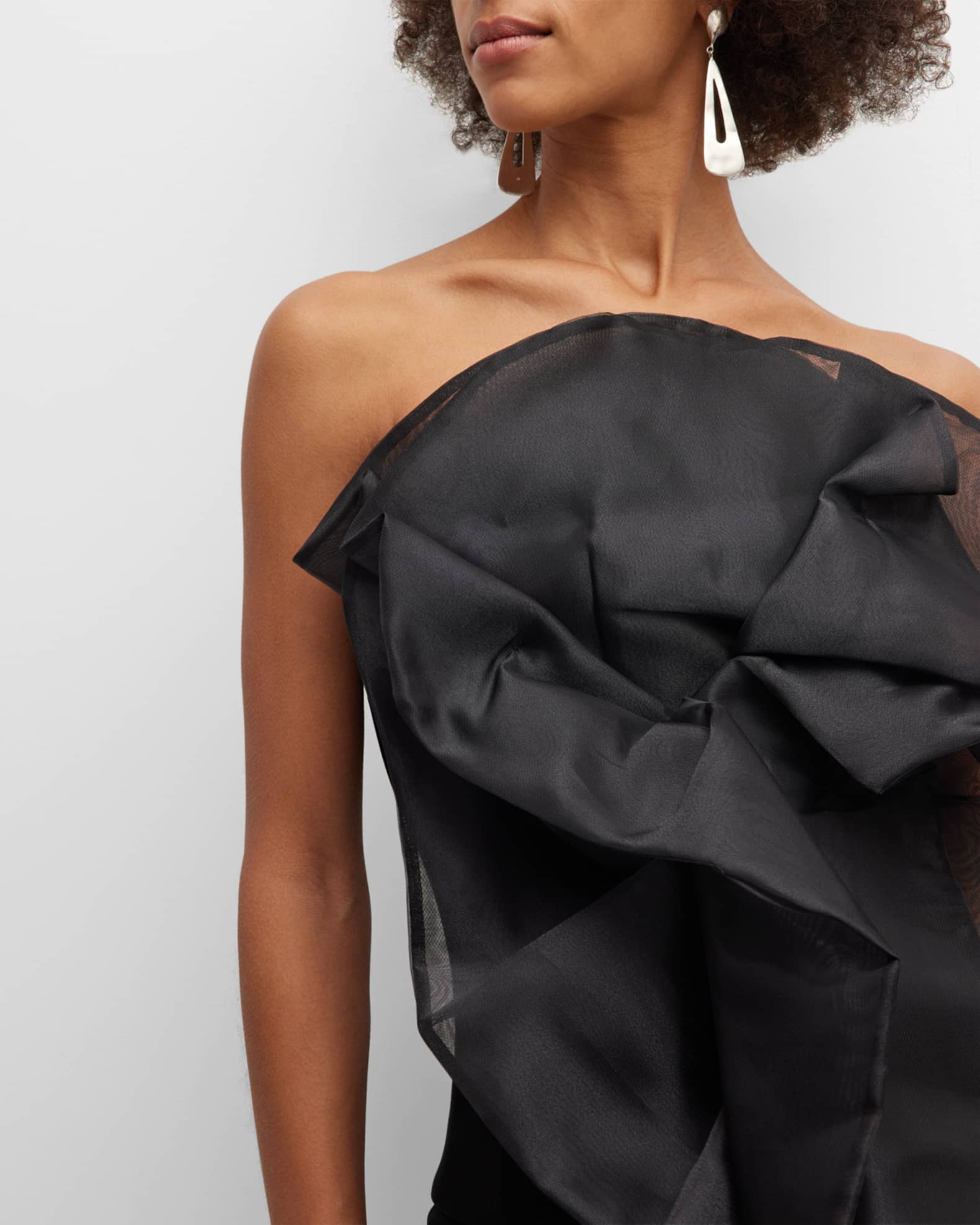 MONOT 3D Organza Rosette Strapless Bustier Top | Neiman Marcus