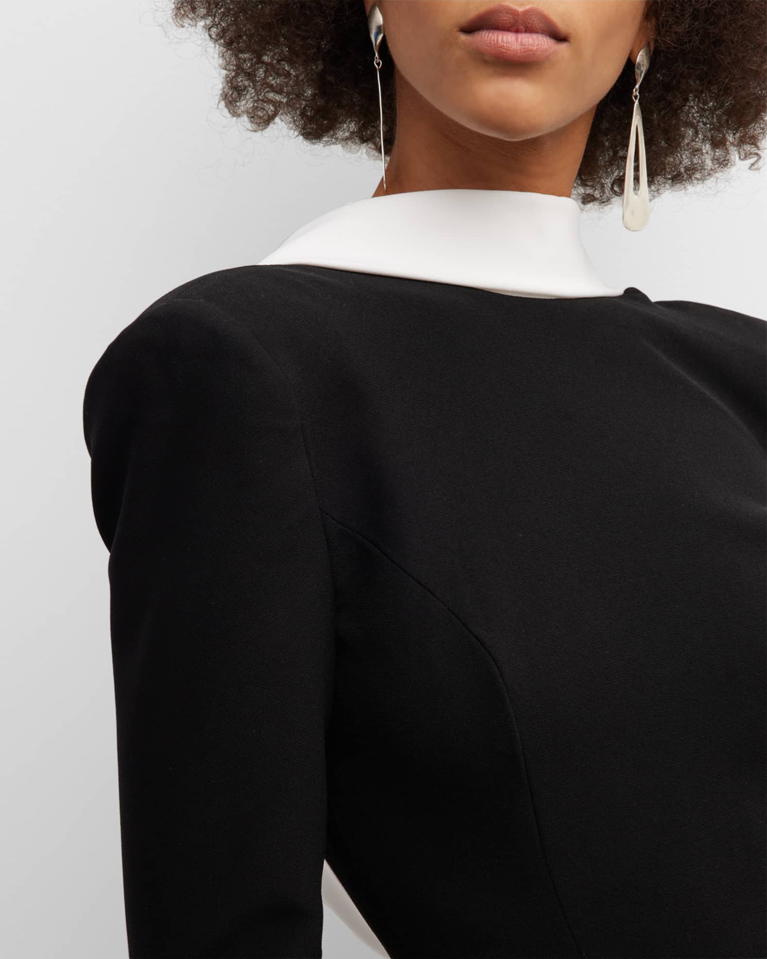 MONOT Strong-Shoulder Open-Back Long-Sleeve Gown | Neiman Marcus