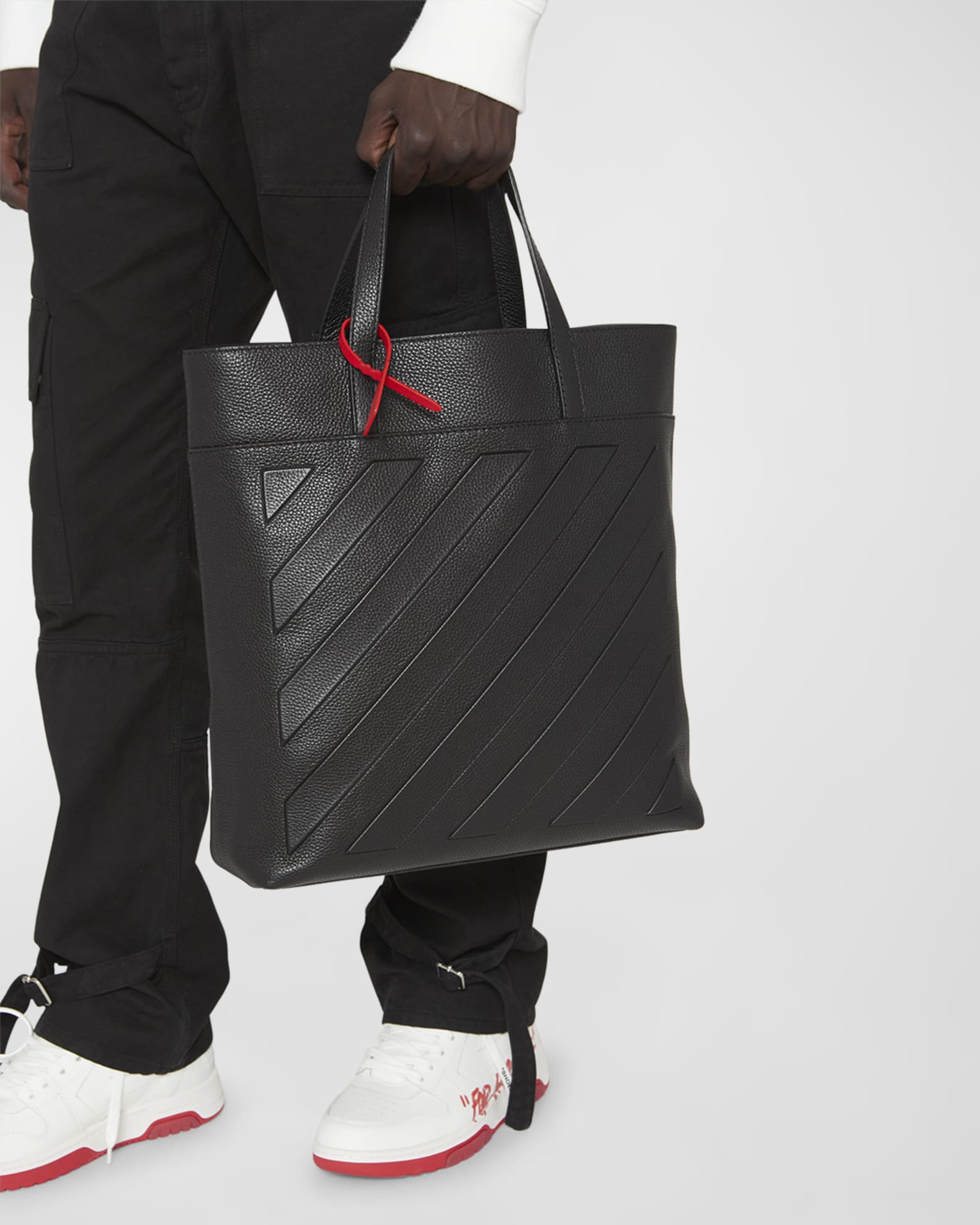 Off-White Men's Binder Leather Tote Bag | Neiman Marcus