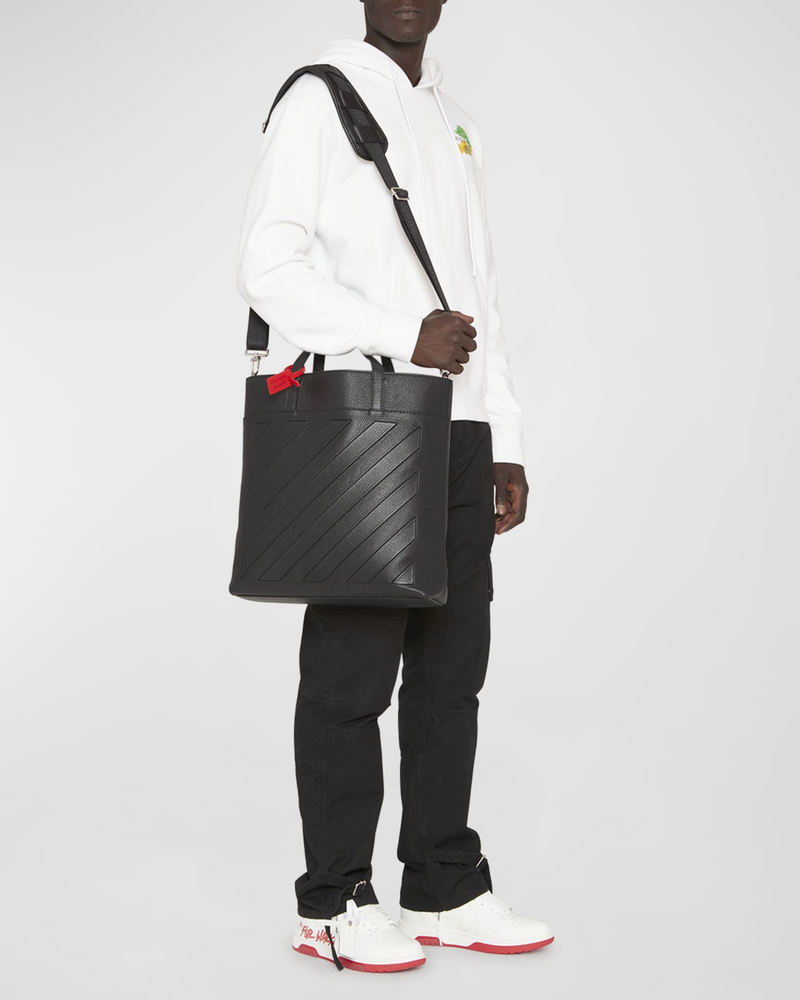 Off-White Men's Binder Leather Tote Bag | Neiman Marcus