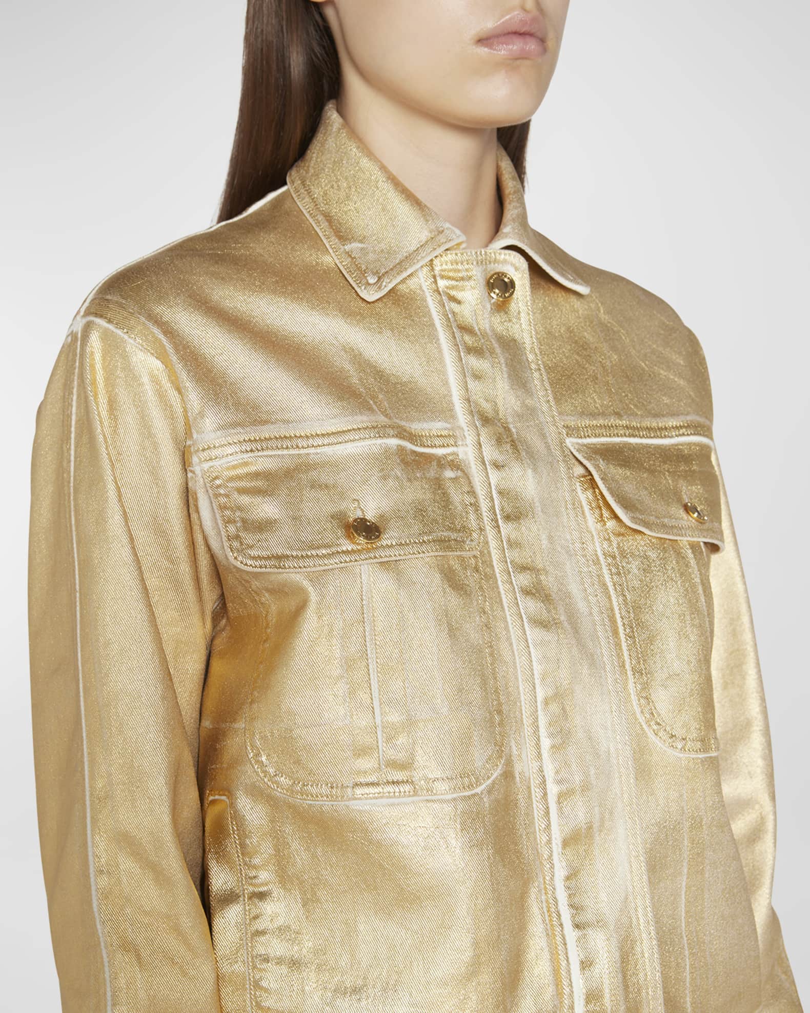 TOM FORD Metallic Coated Jean Jacket | Neiman Marcus