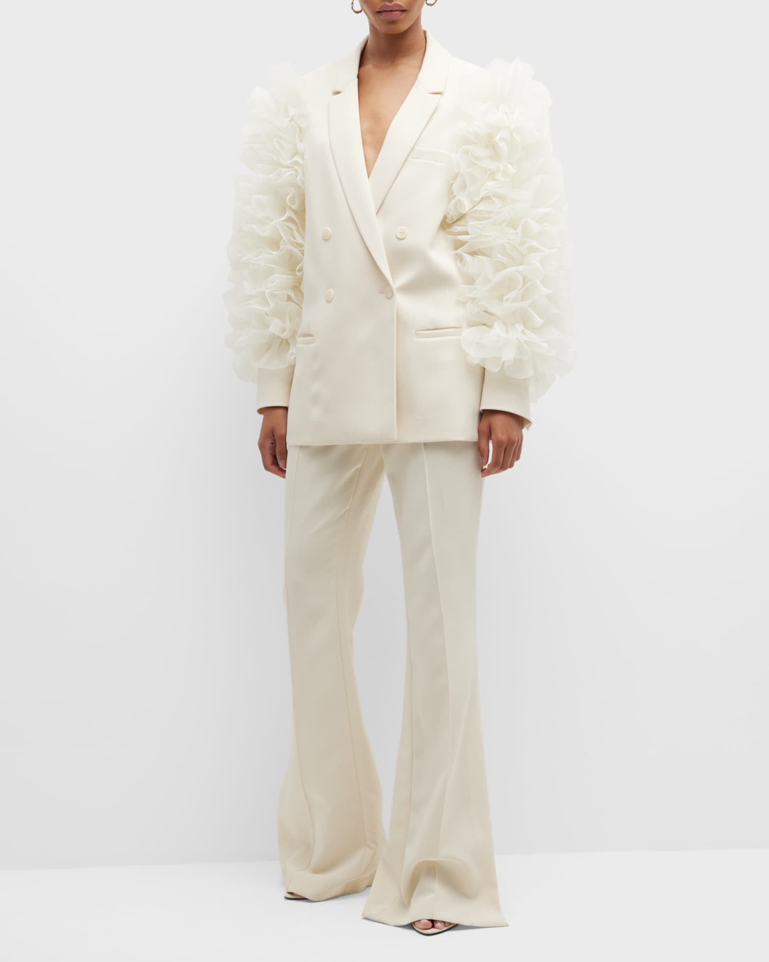 Matte Crepe Ruffle Suit | Neiman Marcus