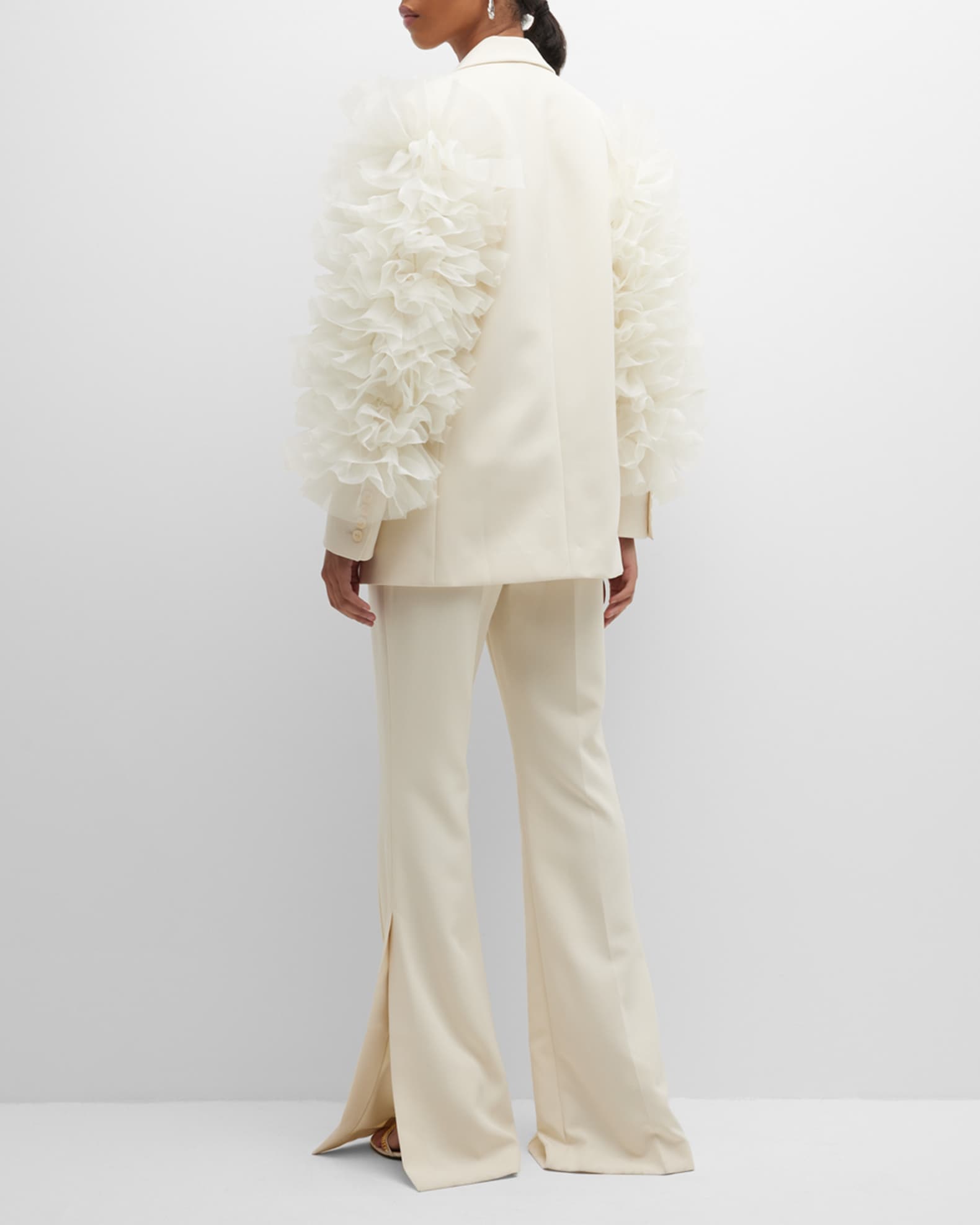 Matte Crepe Ruffle Suit | Neiman Marcus