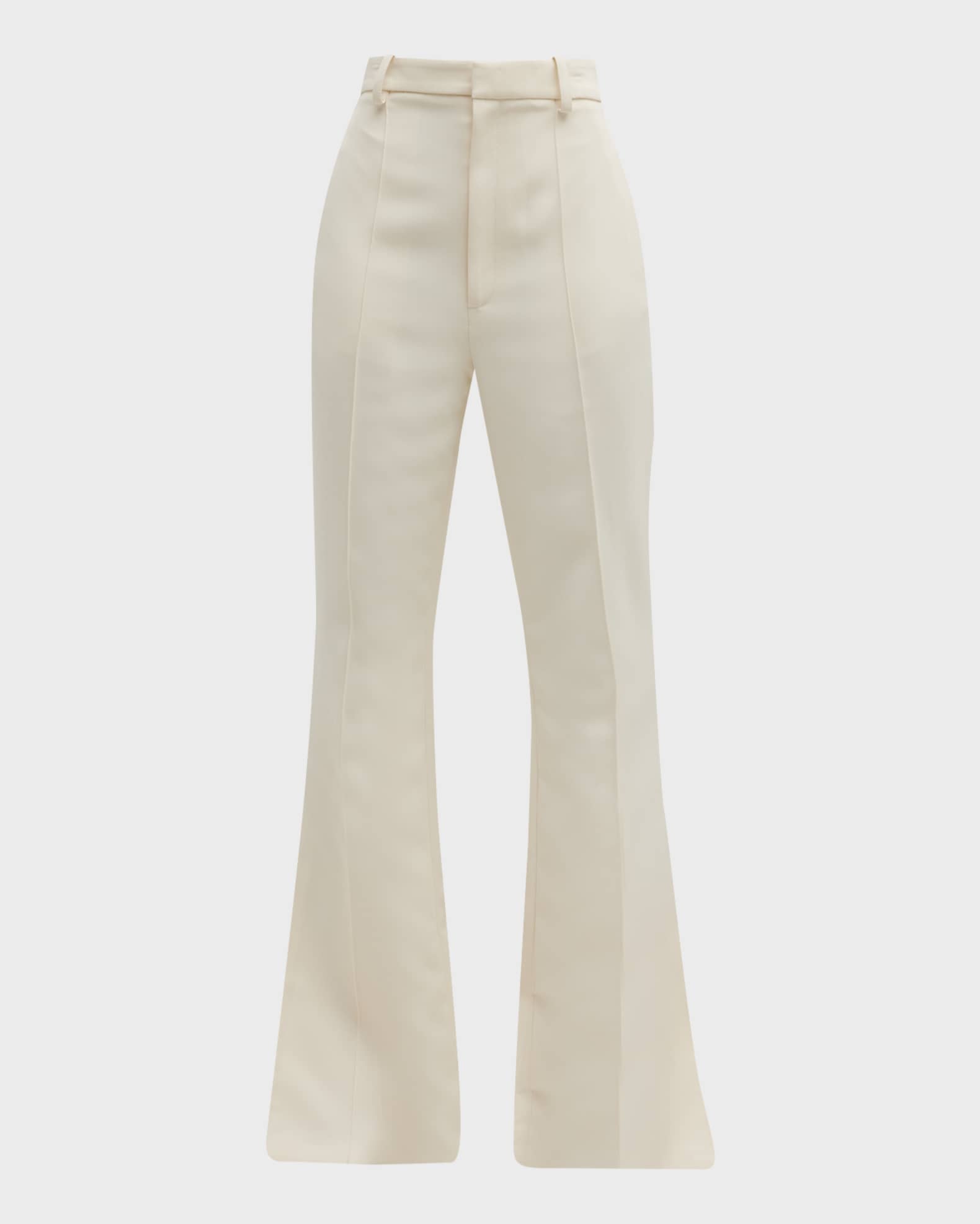 LAPOINTE Slit-Hem Flare Matte Crepe Pants | Neiman Marcus