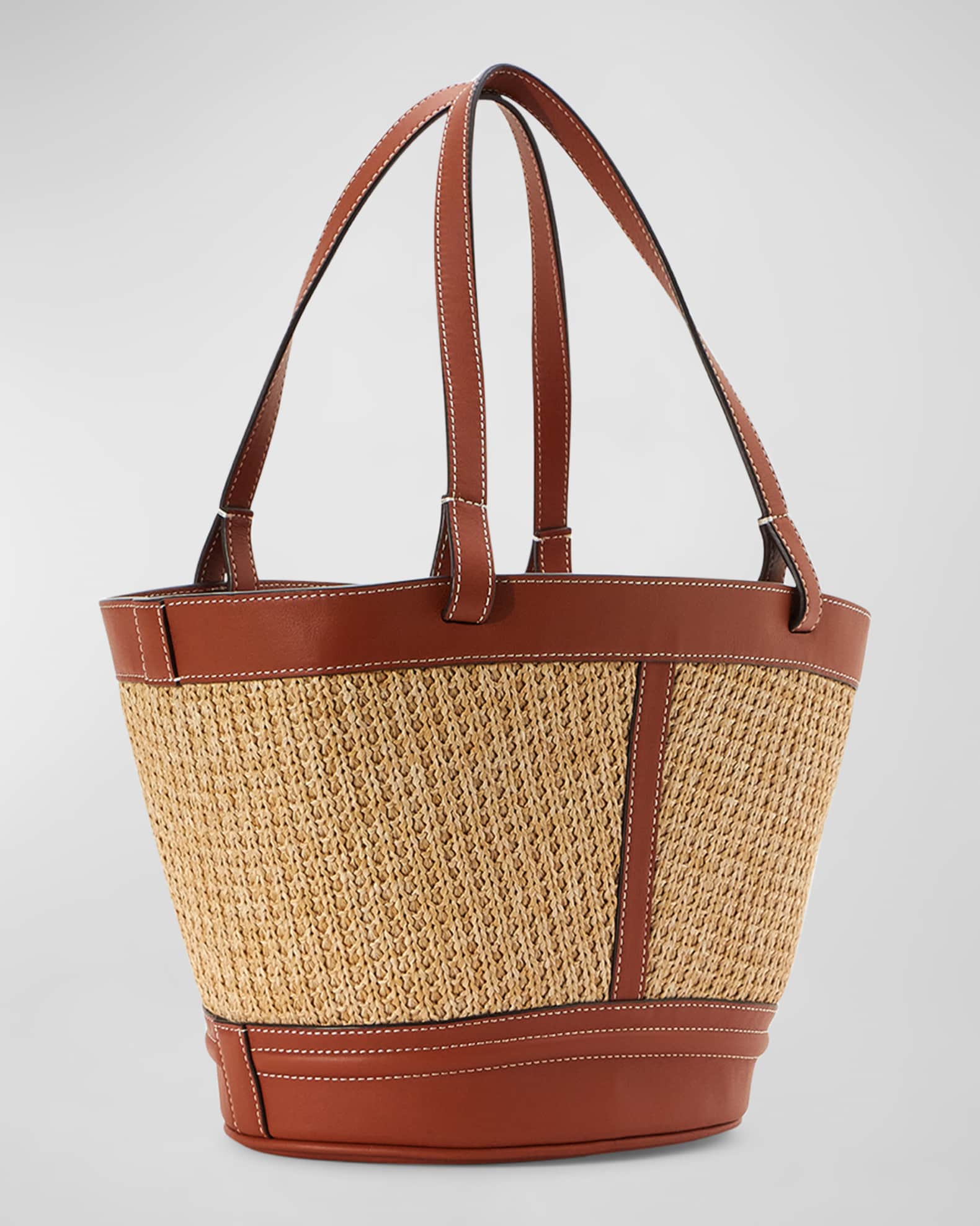 Staud Henri Petite Raffia Tote Bucket Bag | Neiman Marcus