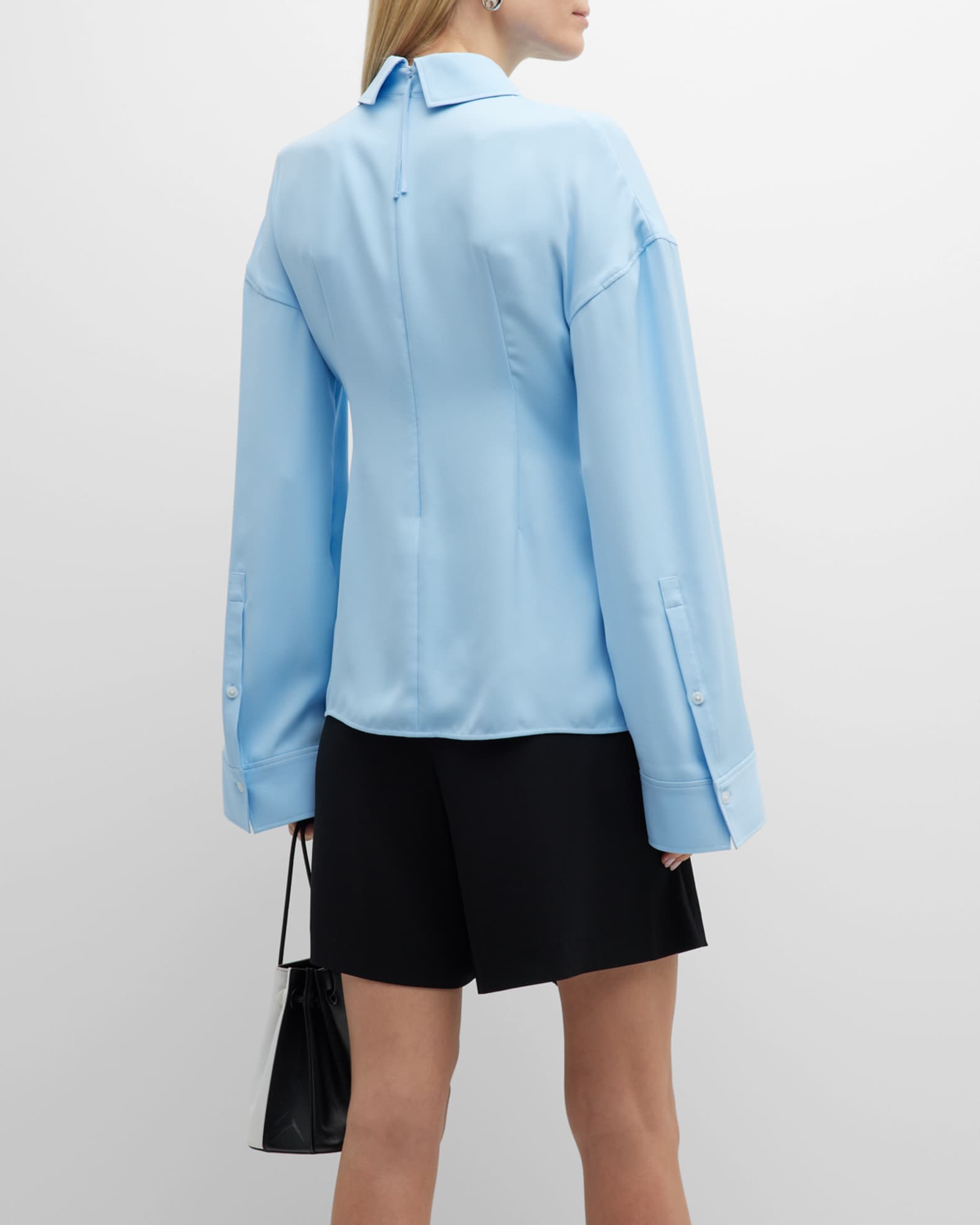 ADEAM Lewitt Pleated Crossover Collared Shirt | Neiman Marcus