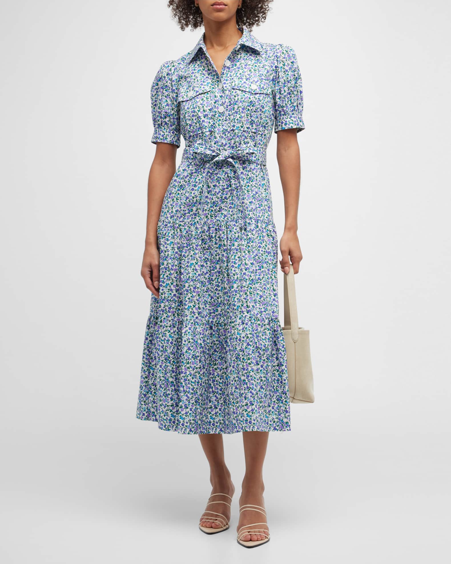 Derek Lam 10 Crosby Buffy Floral Midi Utility Dress | Neiman Marcus