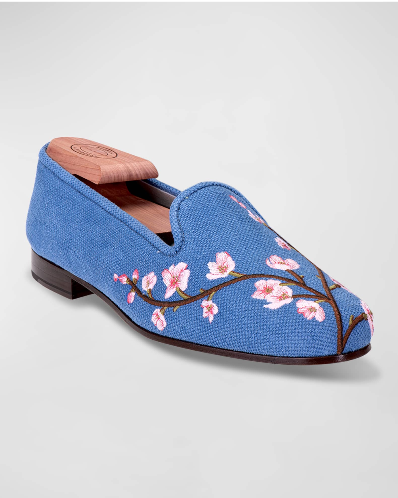 Stubbs and Wootton Cherry Blossom Marlin Smoking Loafers | Neiman Marcus