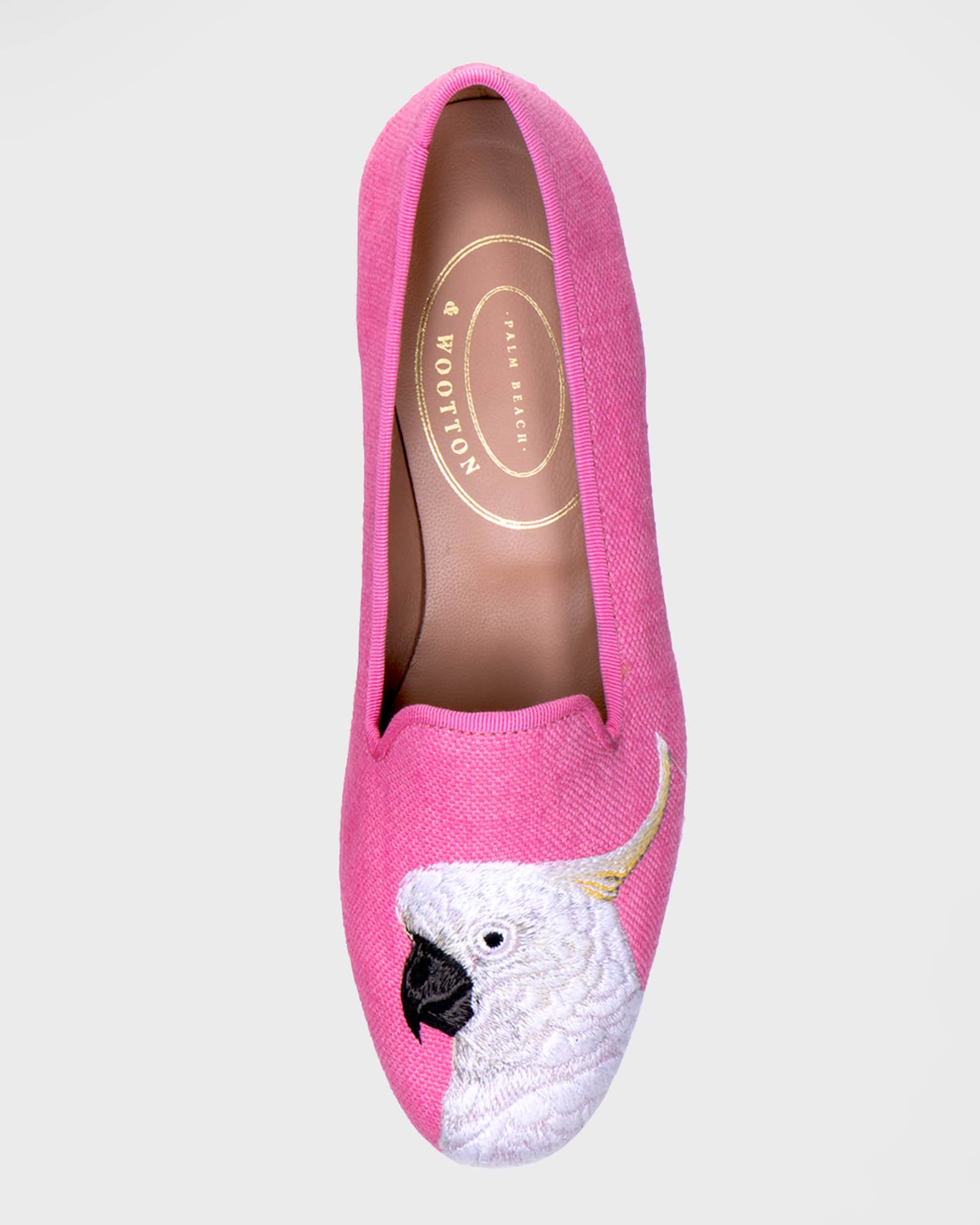 Stubbs and Wootton Cockatoo Embroidered Linen Smoking Loafers | Neiman ...