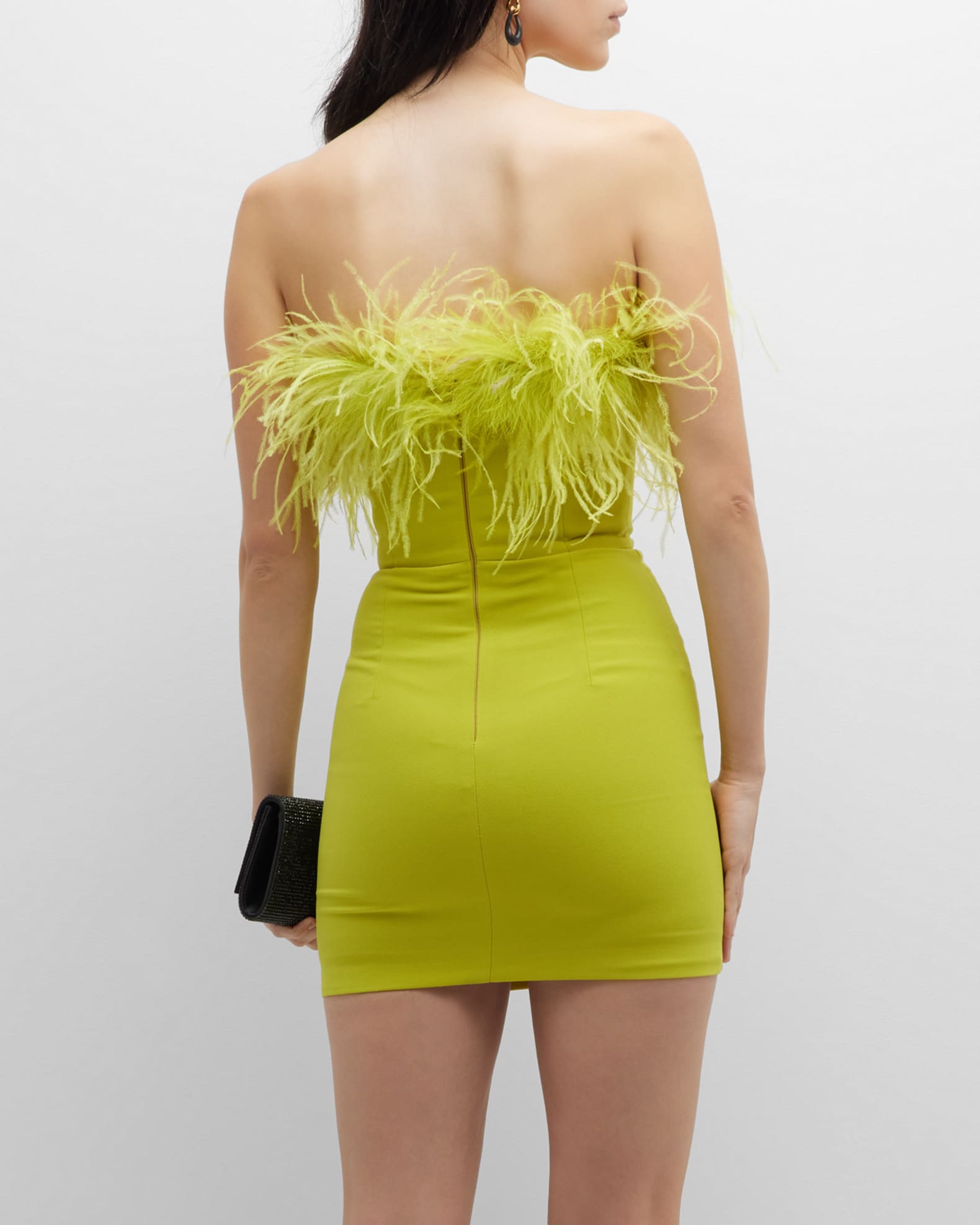The New Arrivals by Ilkyaz Ozel Strapless Feather-Trim Mini Dress ...