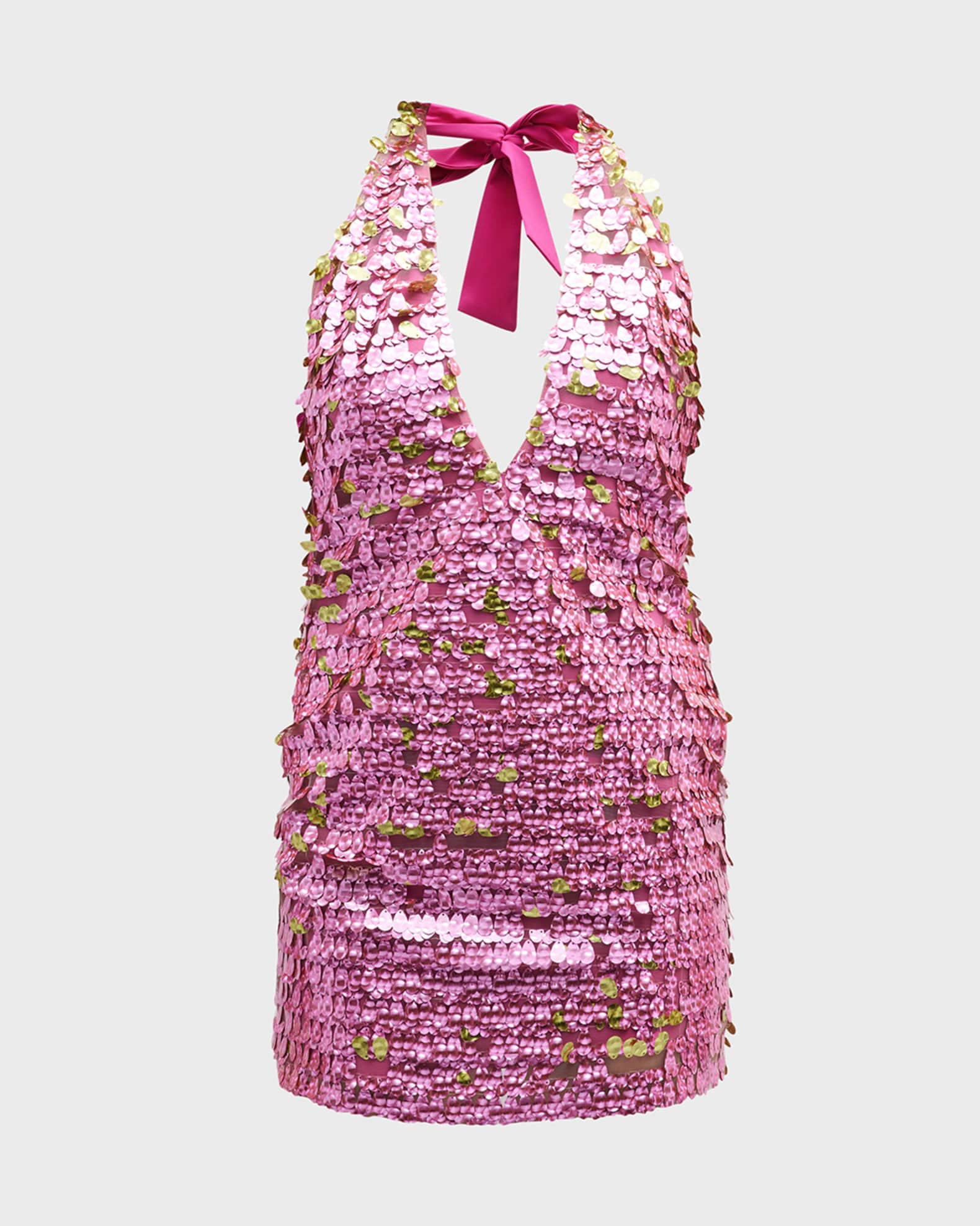 The New Arrivals by Ilkyaz Ozel Sequin Halter Mini Dress | Neiman Marcus