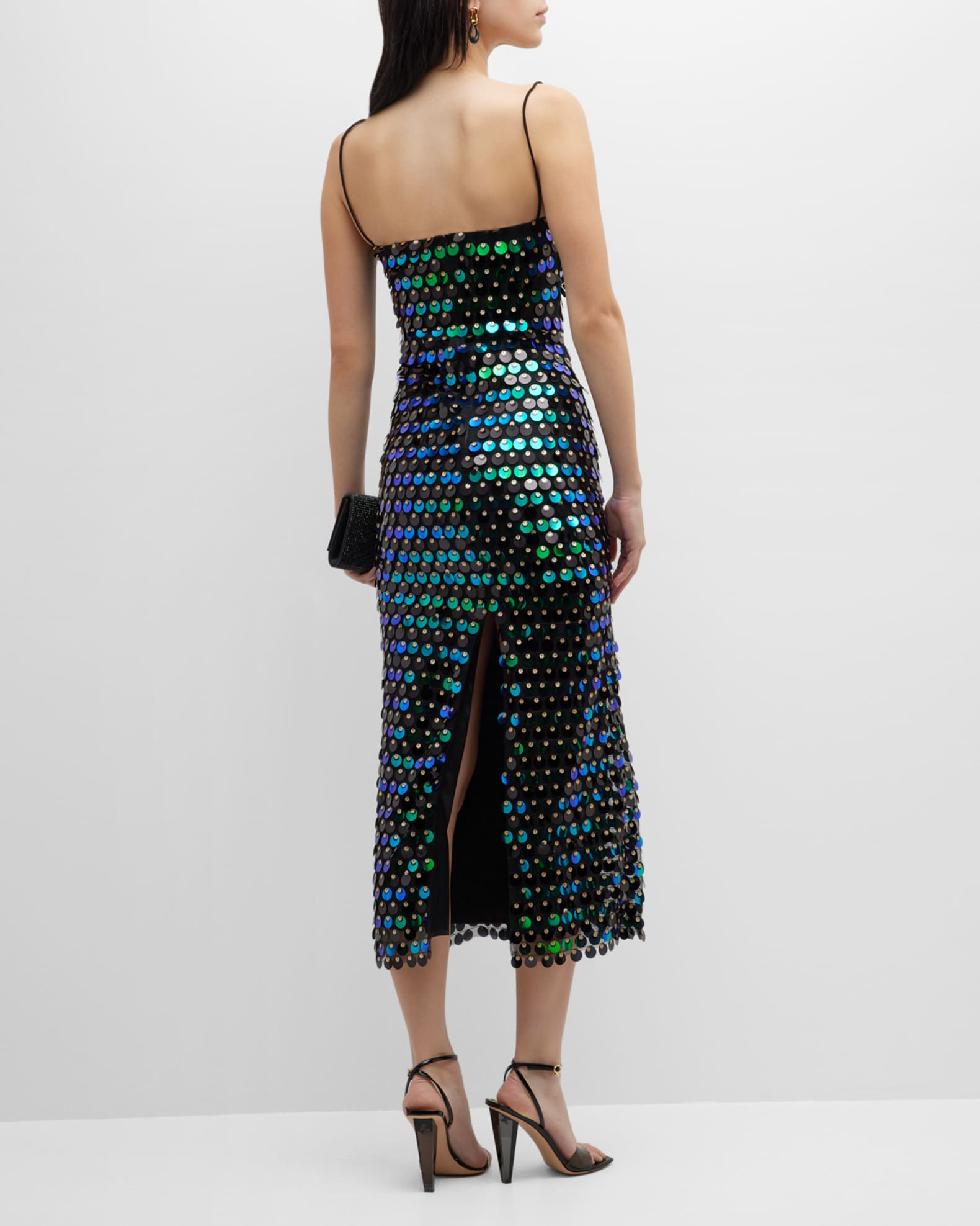 The New Arrivals by Ilkyaz Ozel Phoenix Hologram Square-Neck Sequin Slip Dress | Neiman Marcus
