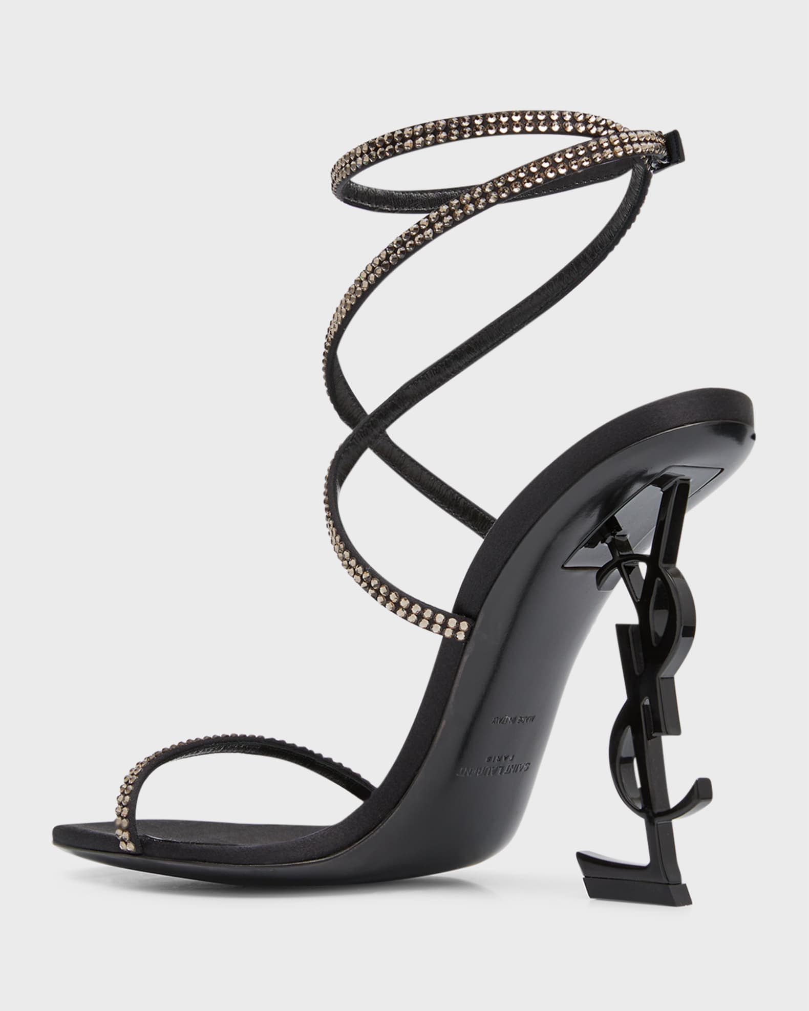 Saint Laurent Opyum YSL Strass Ankle-Strap Sandals | Neiman Marcus