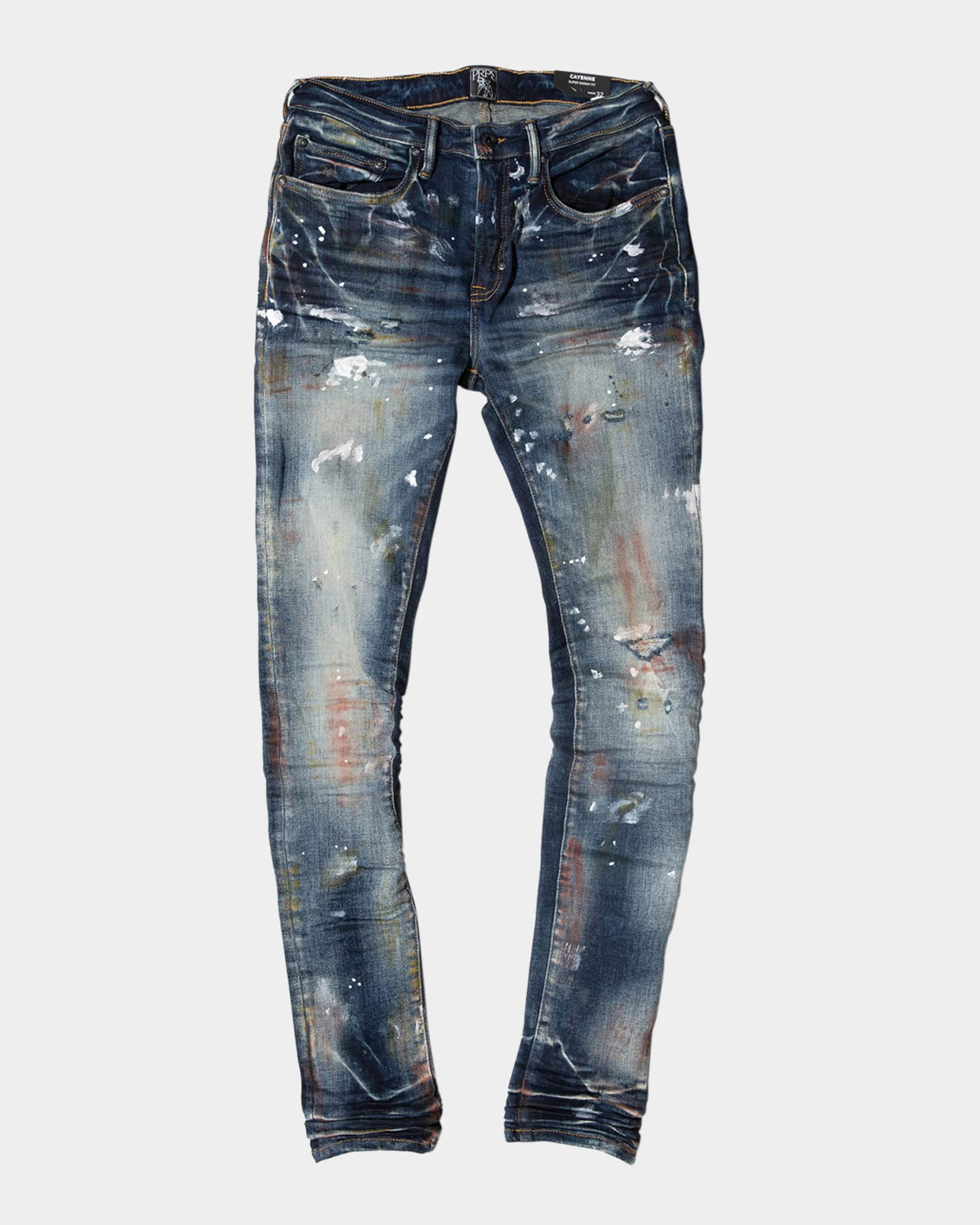 PRPS Men's Wineberry Distressed Skinny Jeans | Neiman Marcus