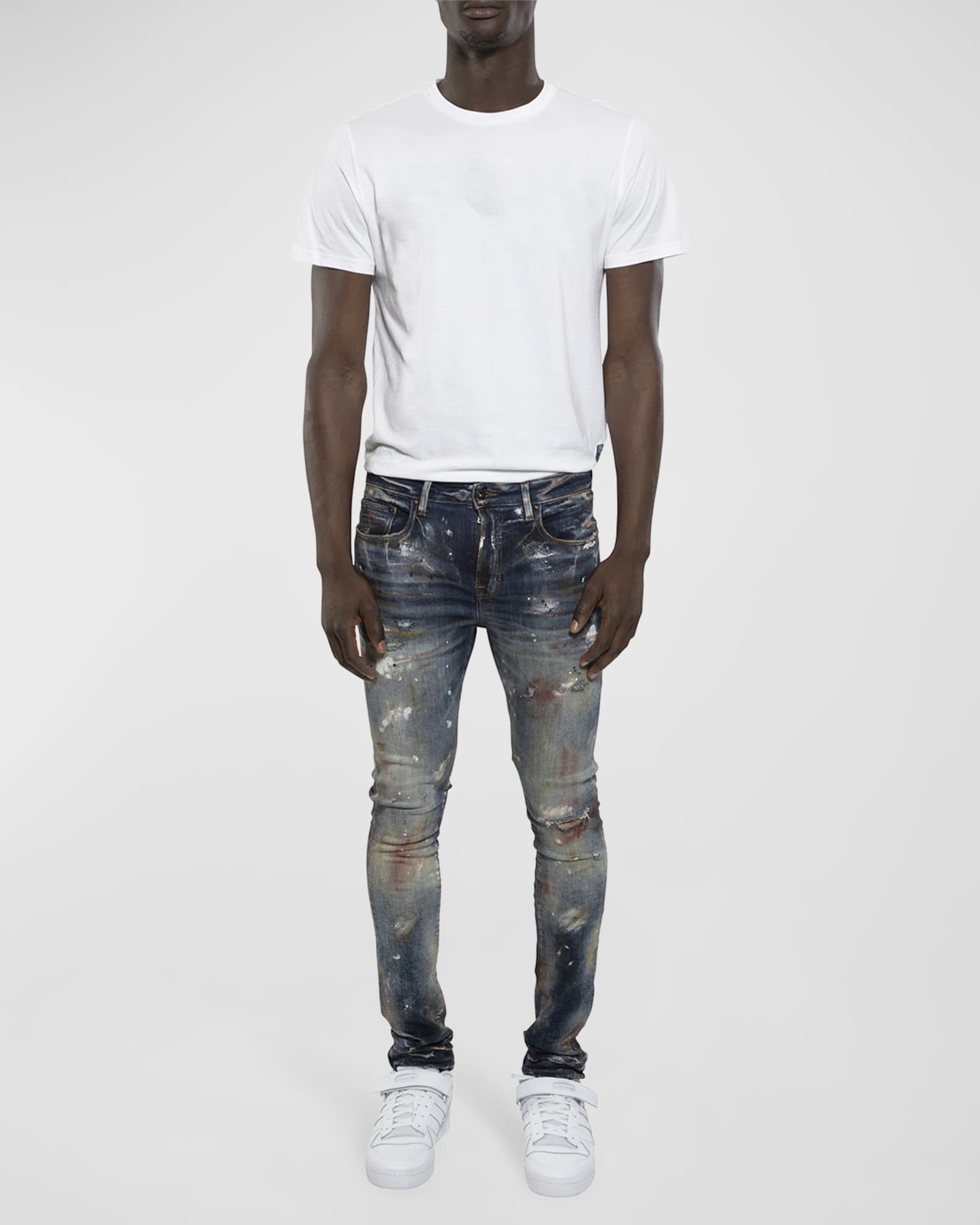 PRPS Men's Wineberry Distressed Skinny Jeans | Neiman Marcus