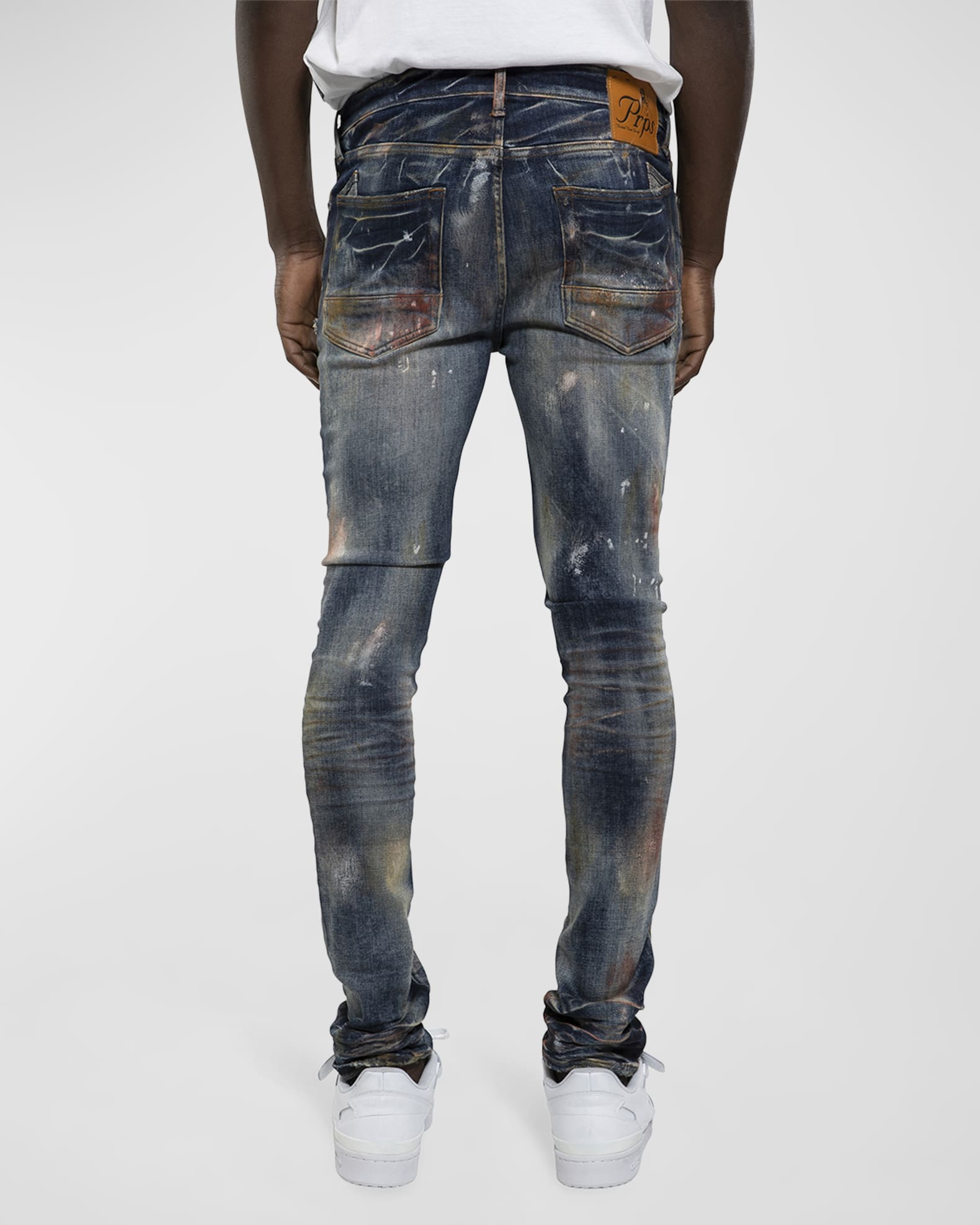 PRPS Men's Wineberry Distressed Skinny Jeans | Neiman Marcus
