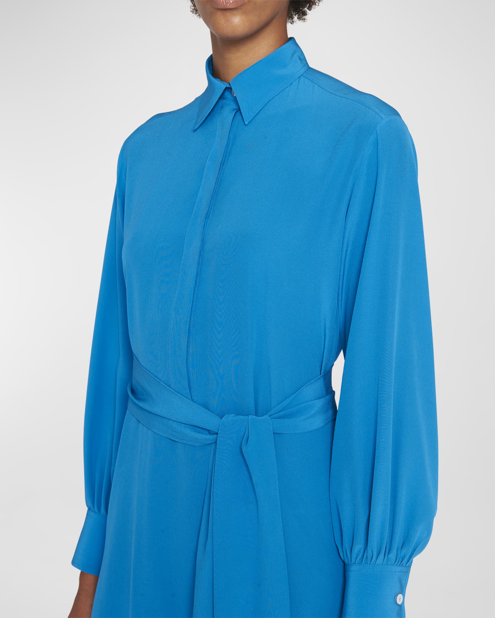 Kiton Button Down Belted Silk Dress | Neiman Marcus