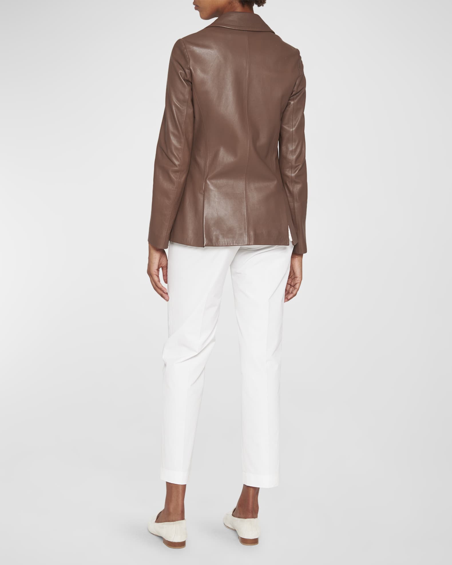 Kiton Double-Breasted Leather Jacket | Neiman Marcus