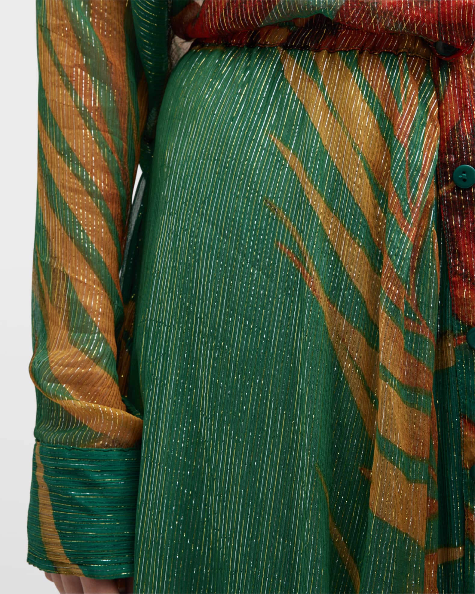 Mes Demoiselles Piou Shimmer Botanical-Print Maxi Skirt | Neiman Marcus