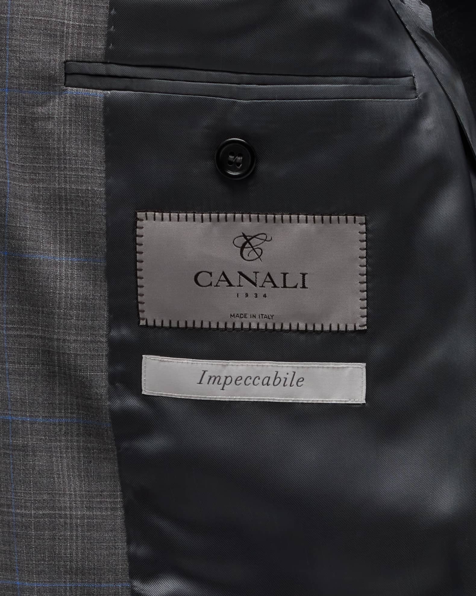 Canali Men's Plaid with Windowpane Wool Suit | Neiman Marcus