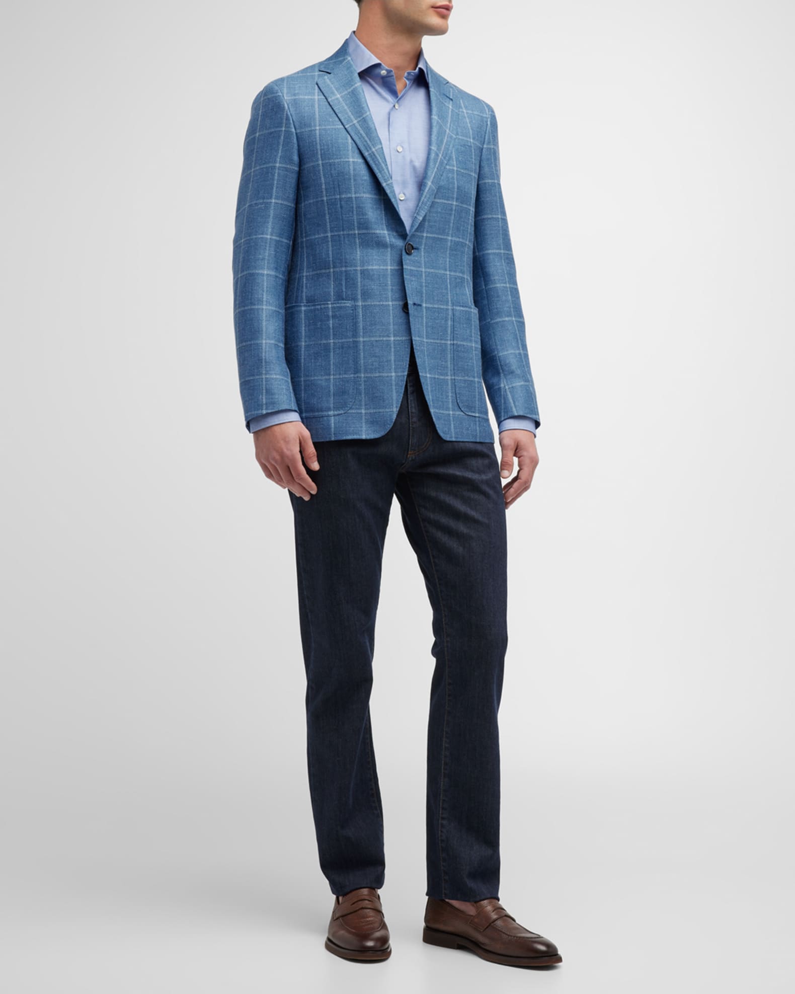 Canali Men's Windowpane Wool-Blend Sport Coat | Neiman Marcus