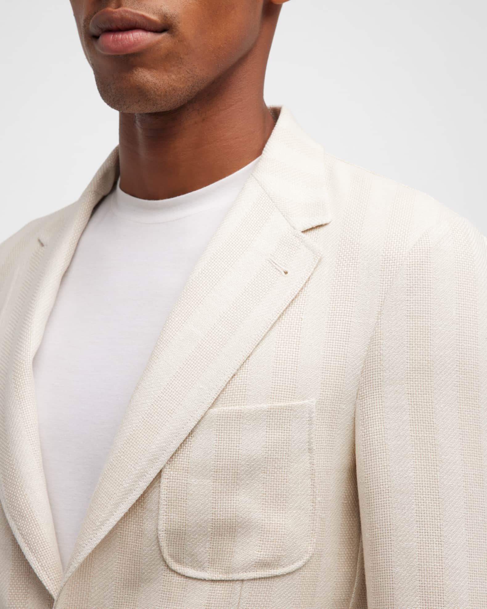 Canali Men's Textured Stripe Cutaway Jacket | Neiman Marcus