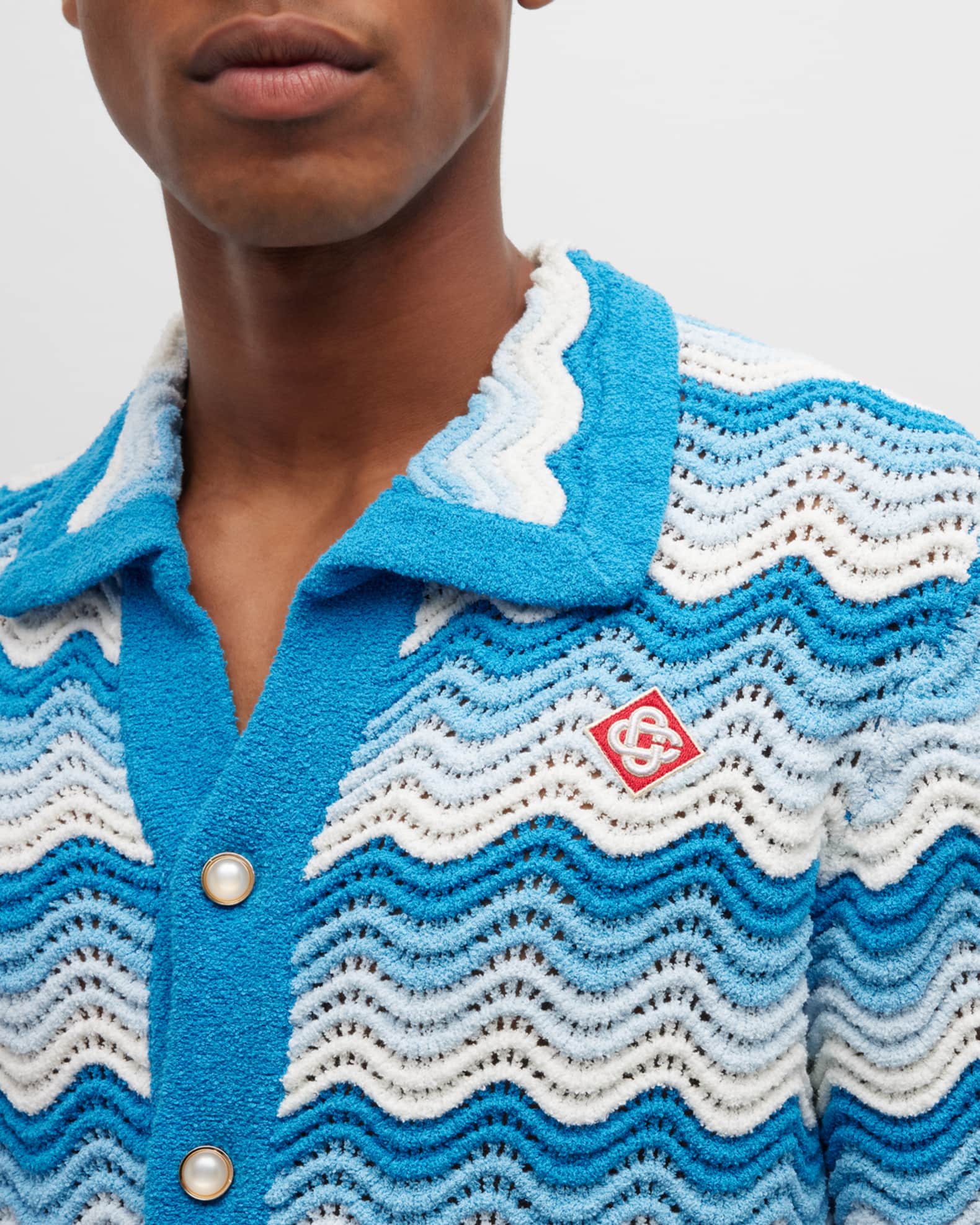 CASABLANCA Men's Gradient Wavy Knit Shirt | Neiman Marcus