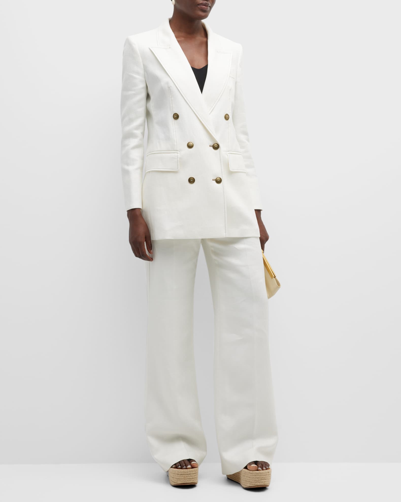 Max Mara Verace Double-Breasted Linen Jacket | Neiman Marcus