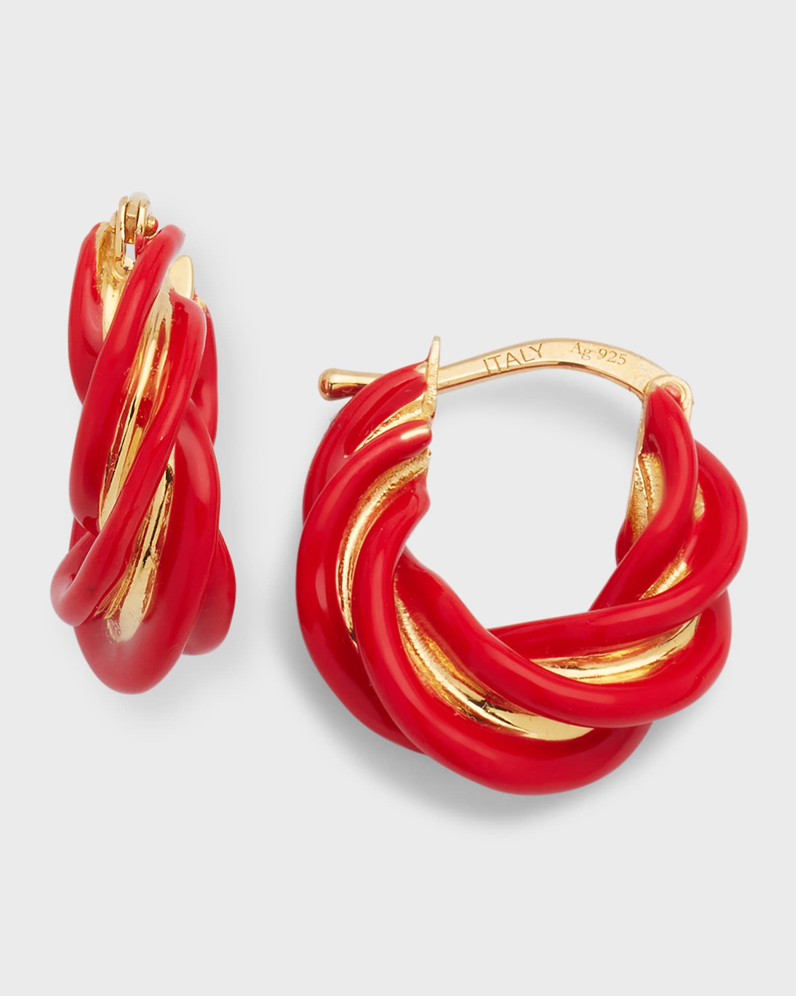Bottega Veneta Pillar Twisted Hoop Earrings | Neiman Marcus