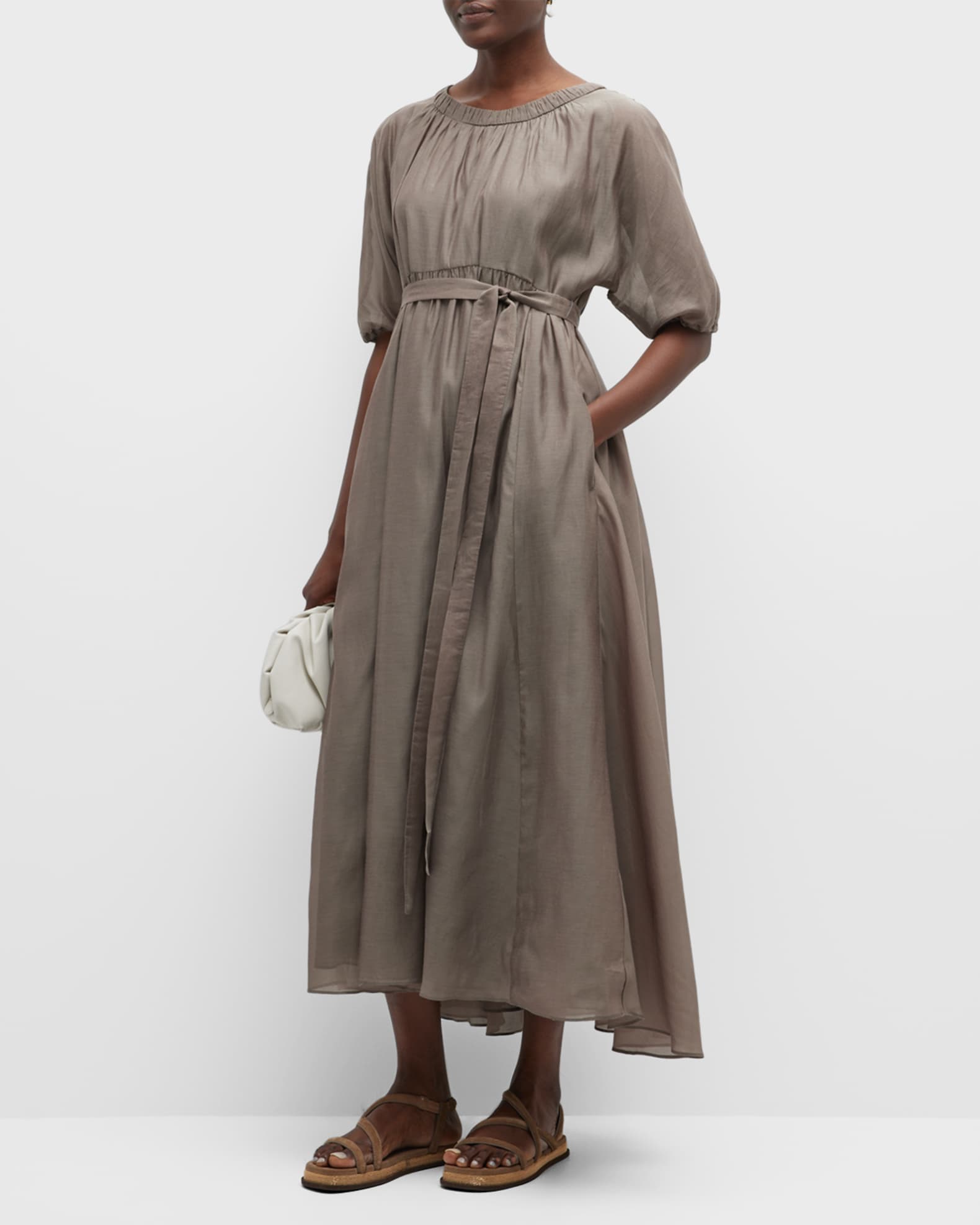 Max Mara Fresia Self-Tie Cotton Dress | Neiman Marcus