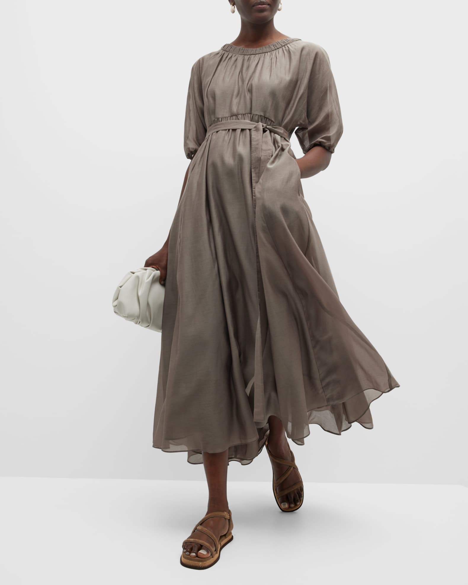 Max Mara Fresia Self-Tie Cotton Dress | Neiman Marcus