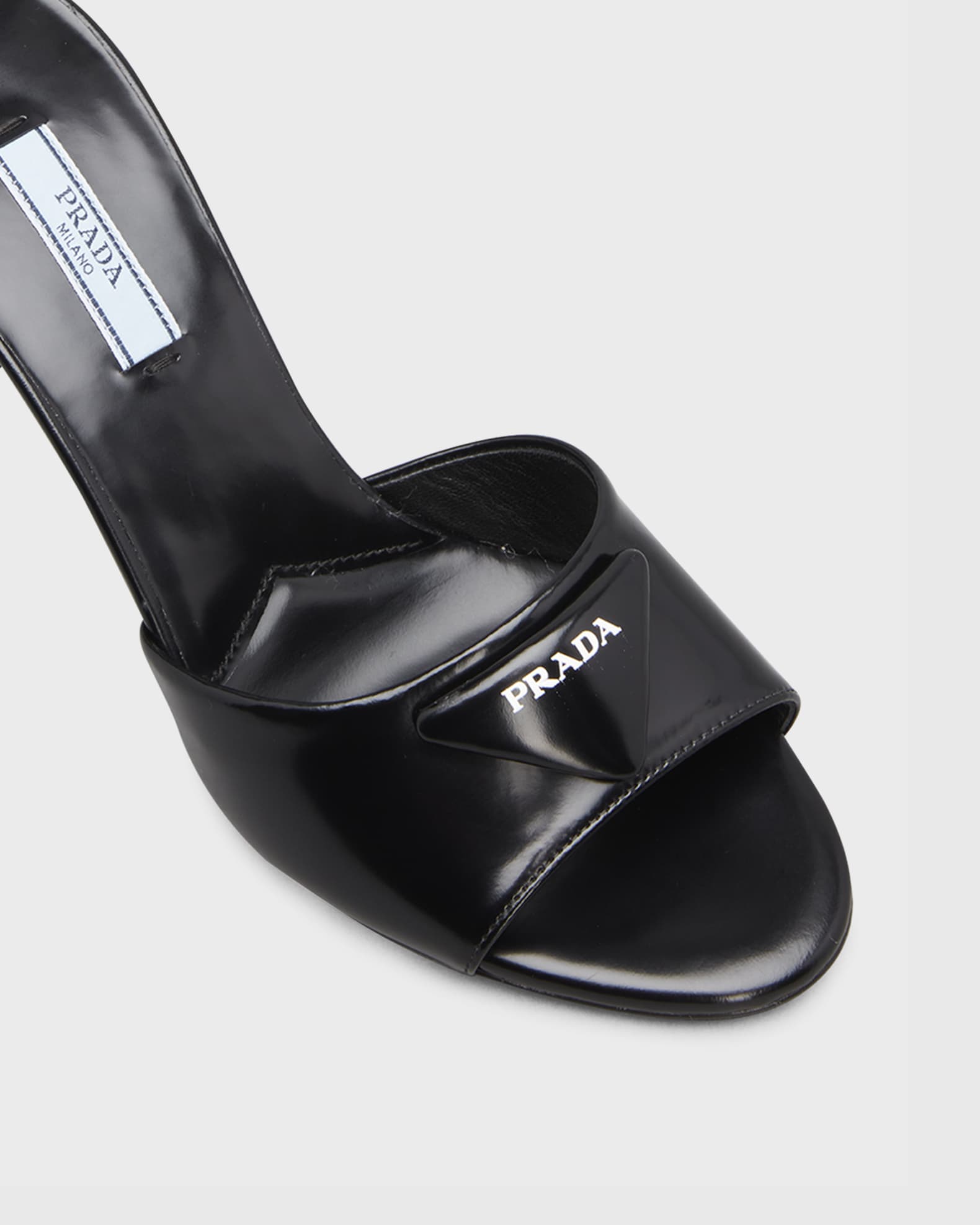 Prada Leather Logo Mule Sandals | Neiman Marcus