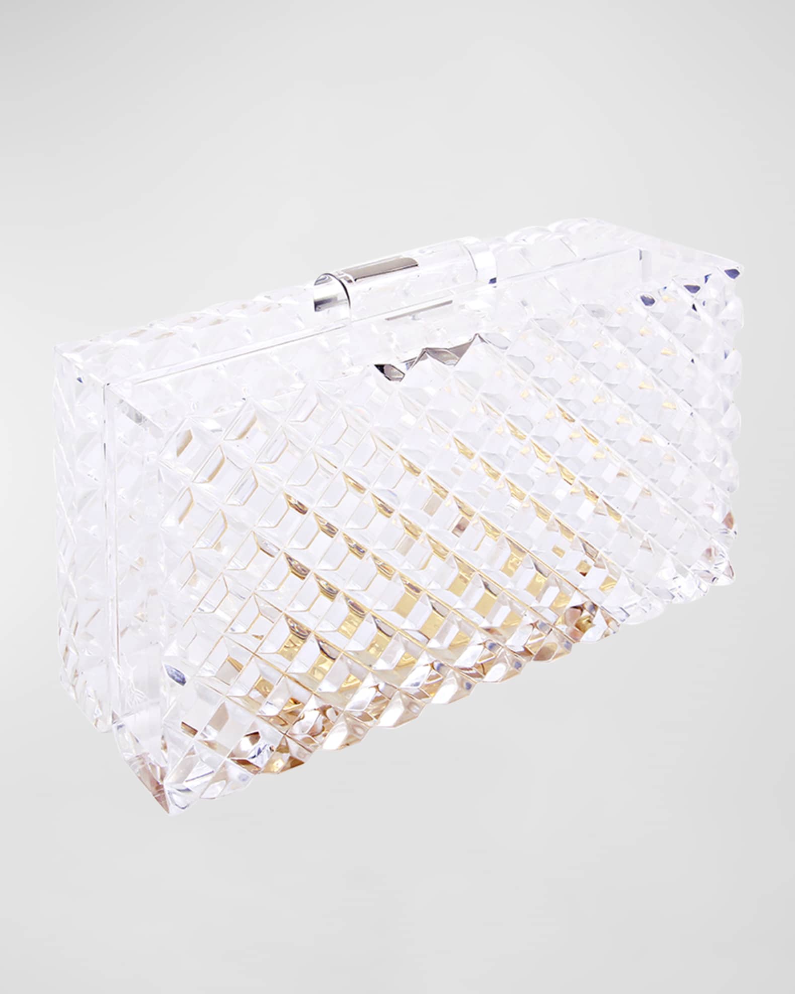 L'Afshar Classic Crystal-Cut Acrylic Clutch Bag | Neiman Marcus