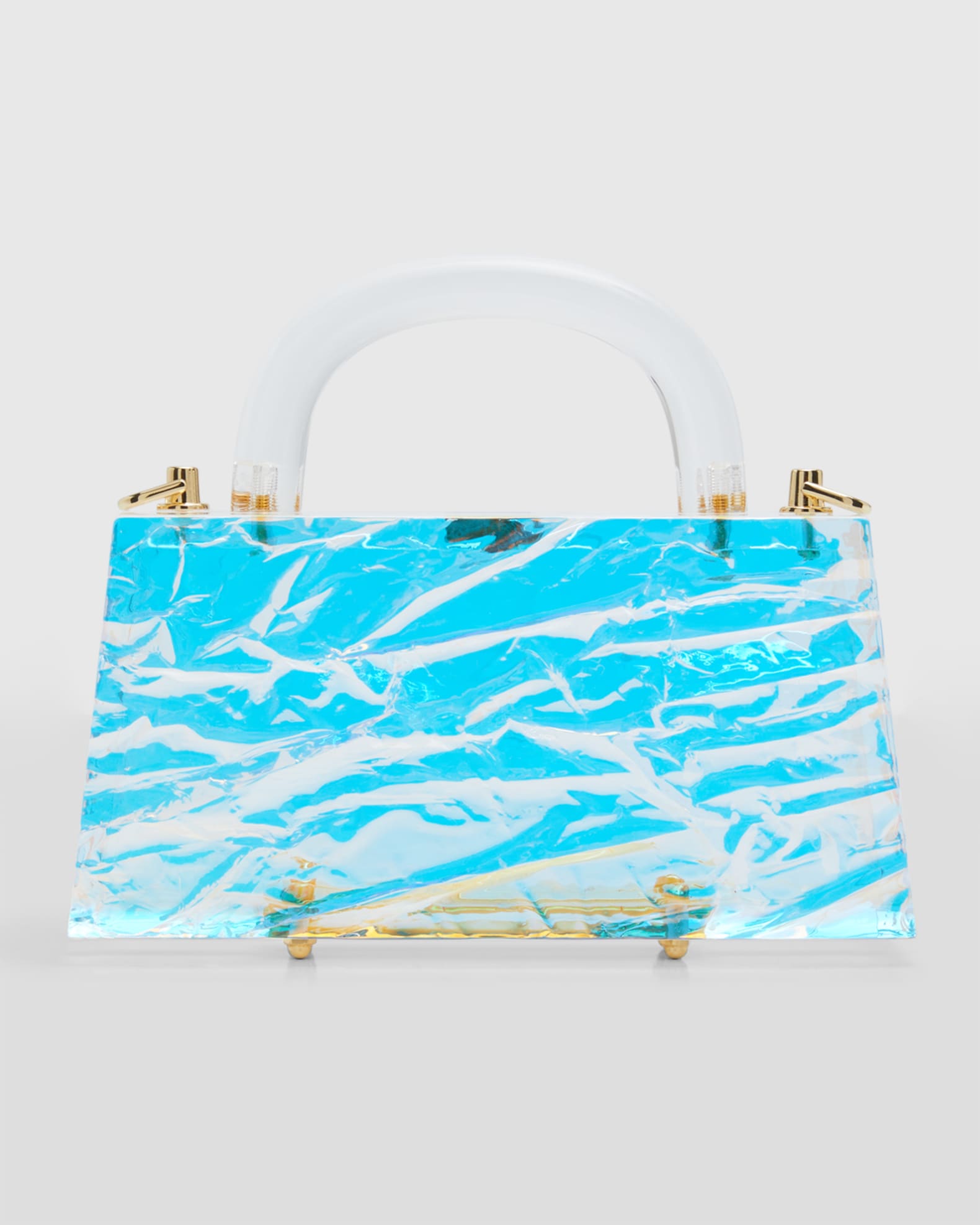 L'Afshar Eva Crushed Ice Acrylic Top-Handle Bag | Neiman Marcus