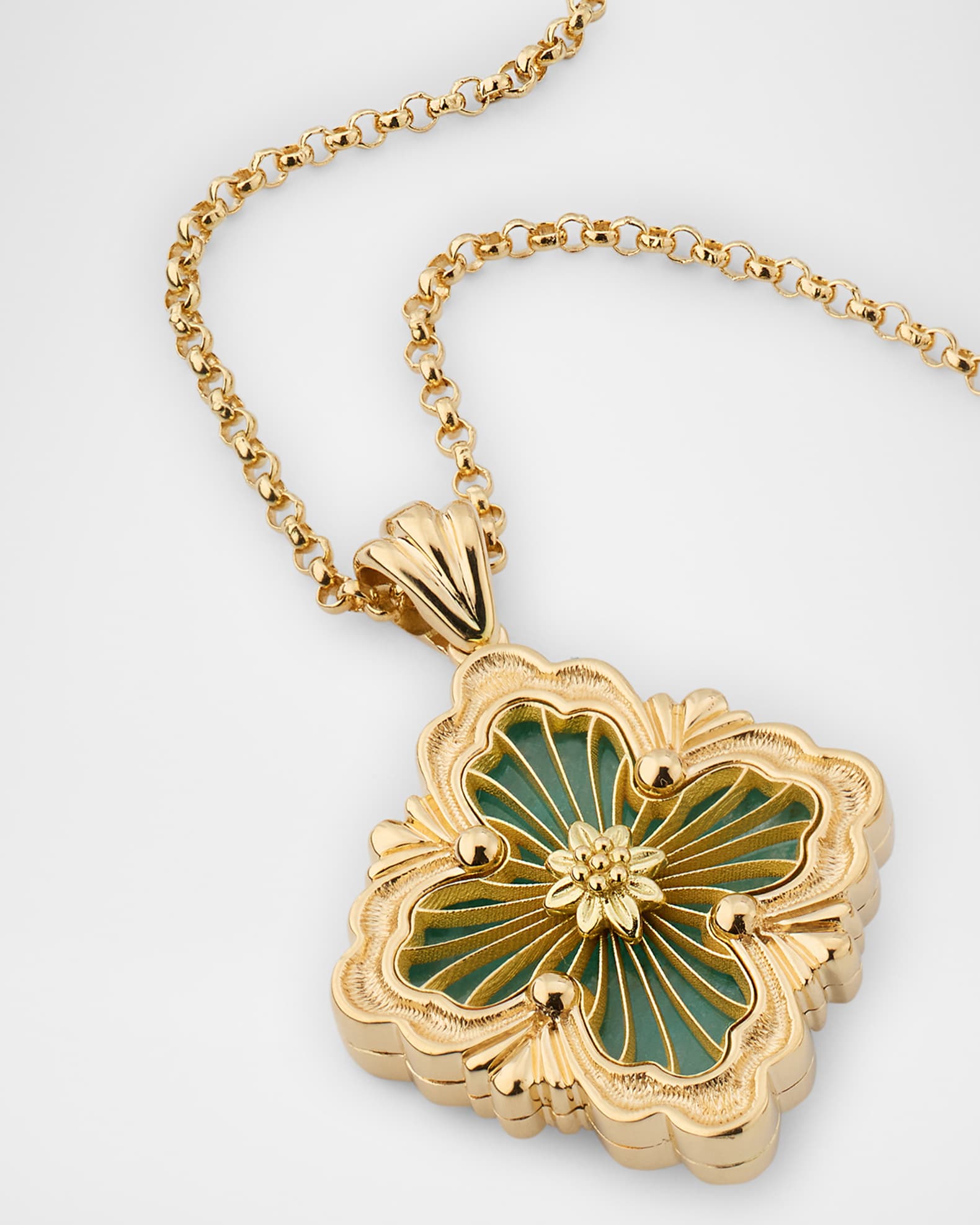 Buccellati Opera Tulle 18K Yellow Gold Amazonite Pendant Necklace ...