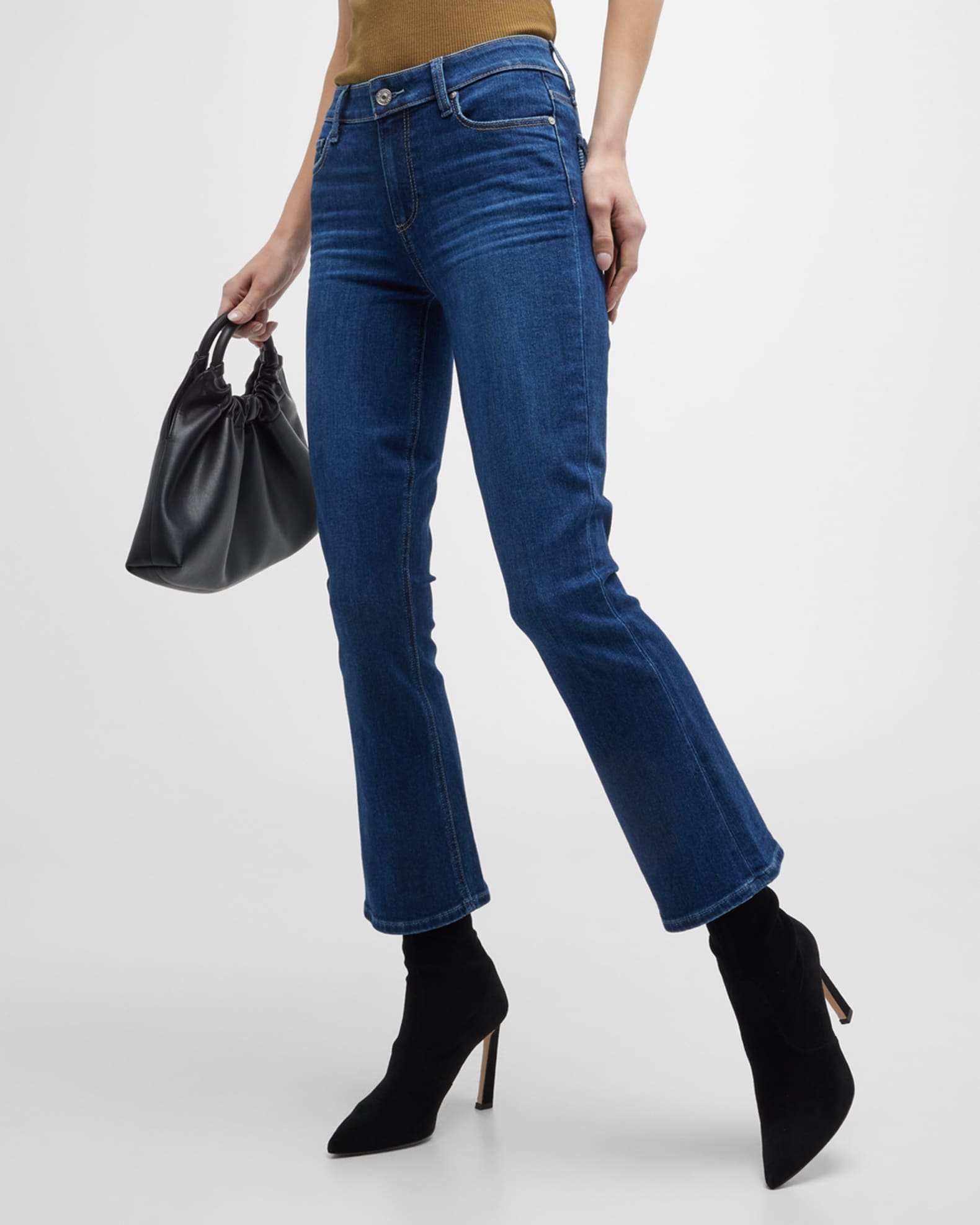 PAIGE Shelby Low-Rise Crop Flared Jeans | Neiman Marcus