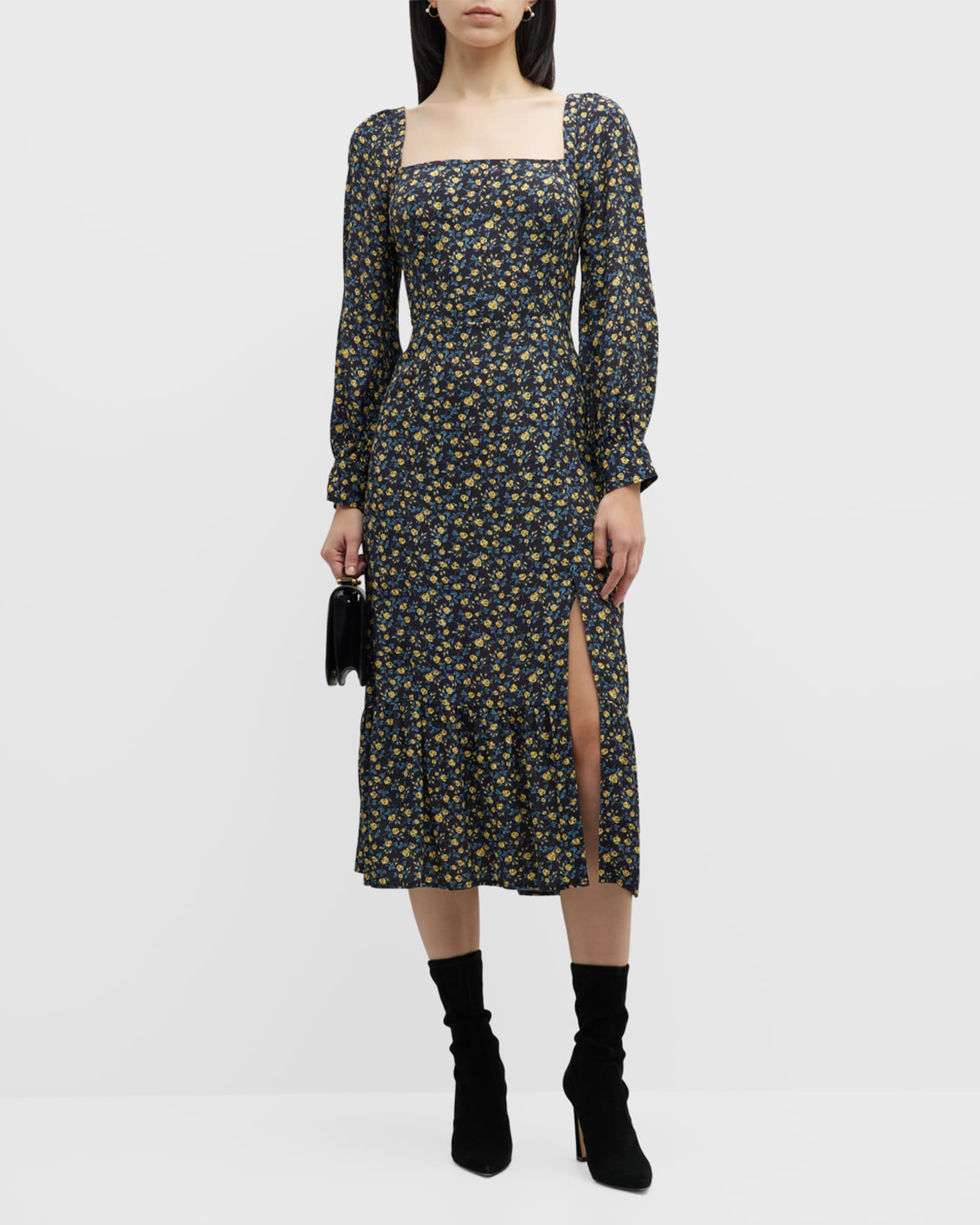 PAIGE Bacari Floral Midi Dress | Neiman Marcus