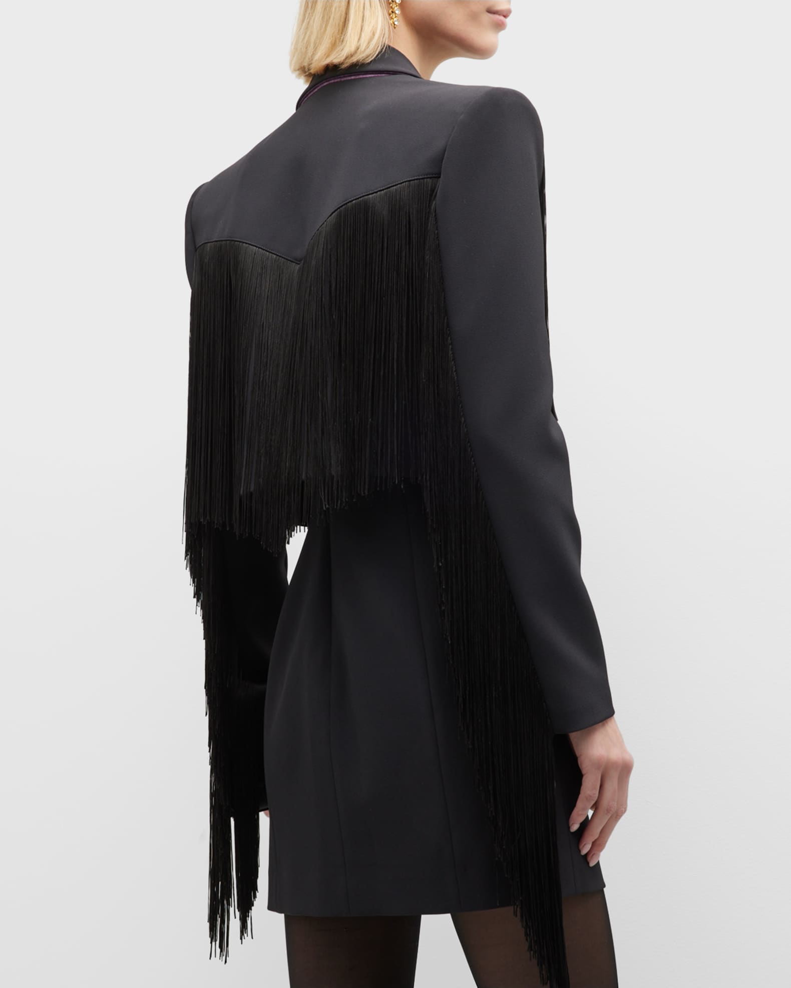 PINKO Samoa Spencer Cropped Fringe Blazer | Neiman Marcus