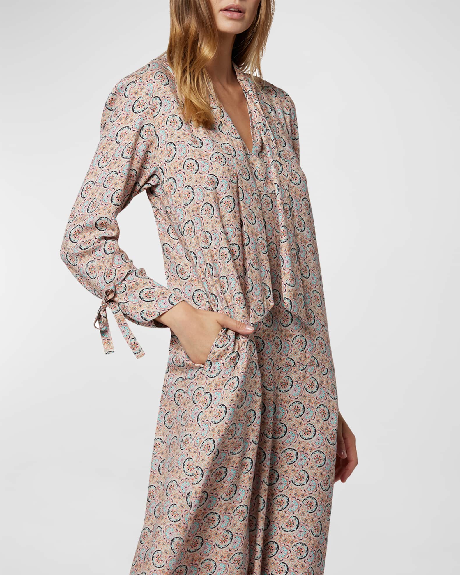 Joie Courtney Floral-Print 3/4-Sleeve Midi Dress | Neiman Marcus